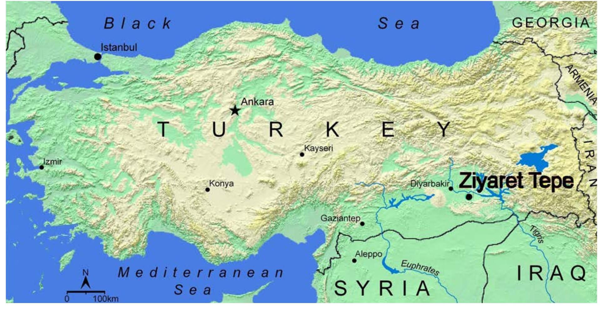 Map of turkey showing the location of ziyaret tepe/tushan