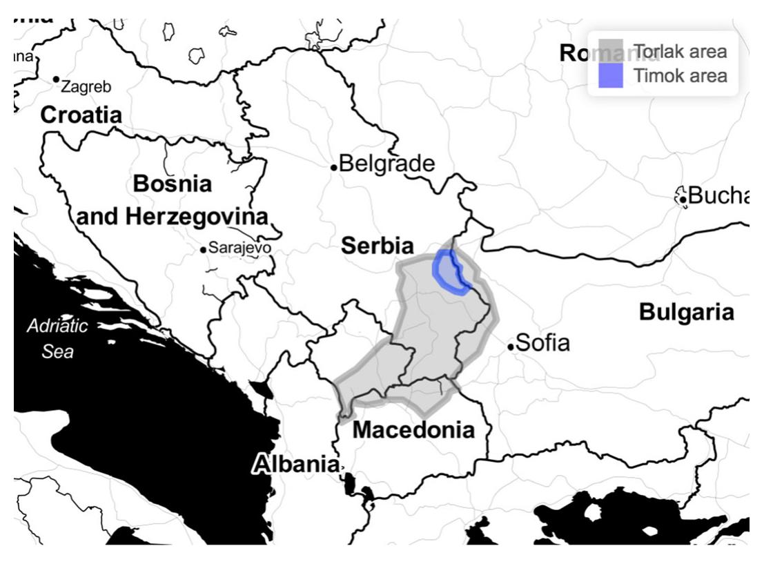 Map of torlak and timok area