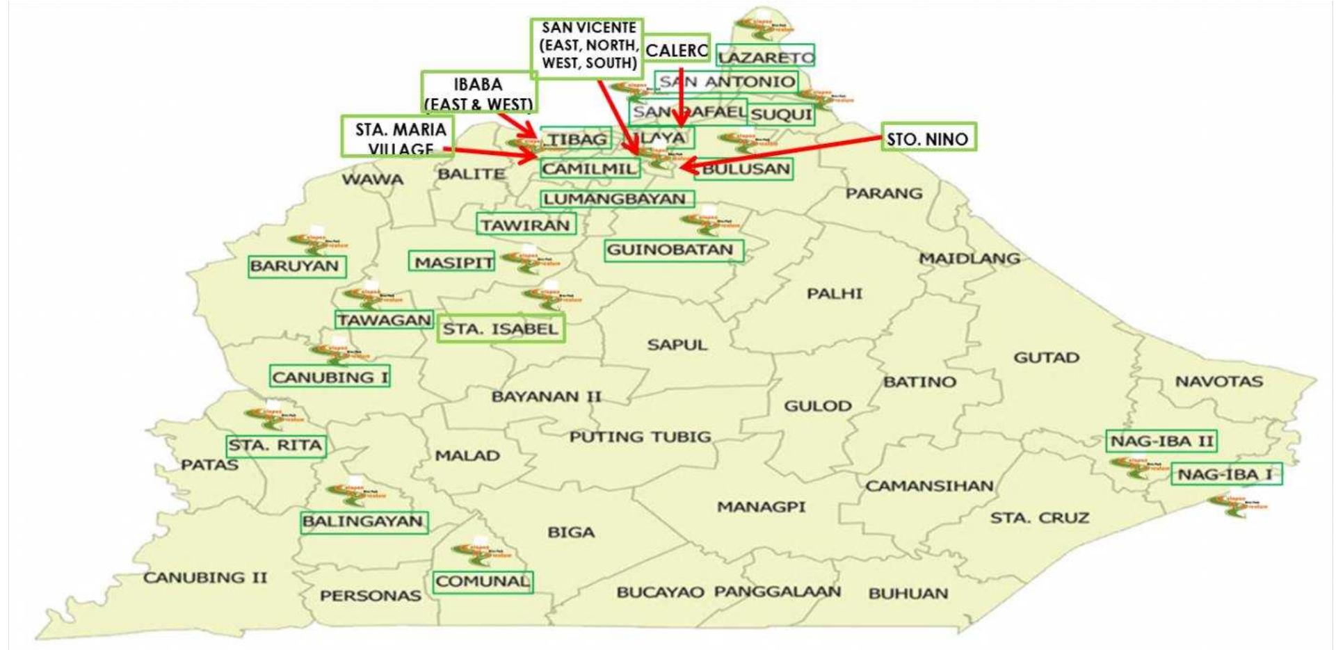 Map 1: member barangays of calapan river park development