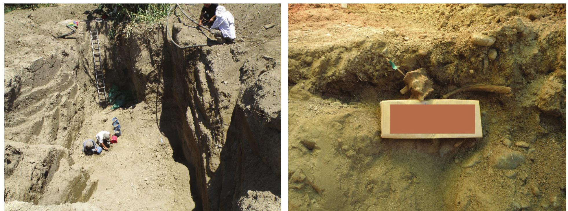 A-b. from left to right: the exhumation process in a deep