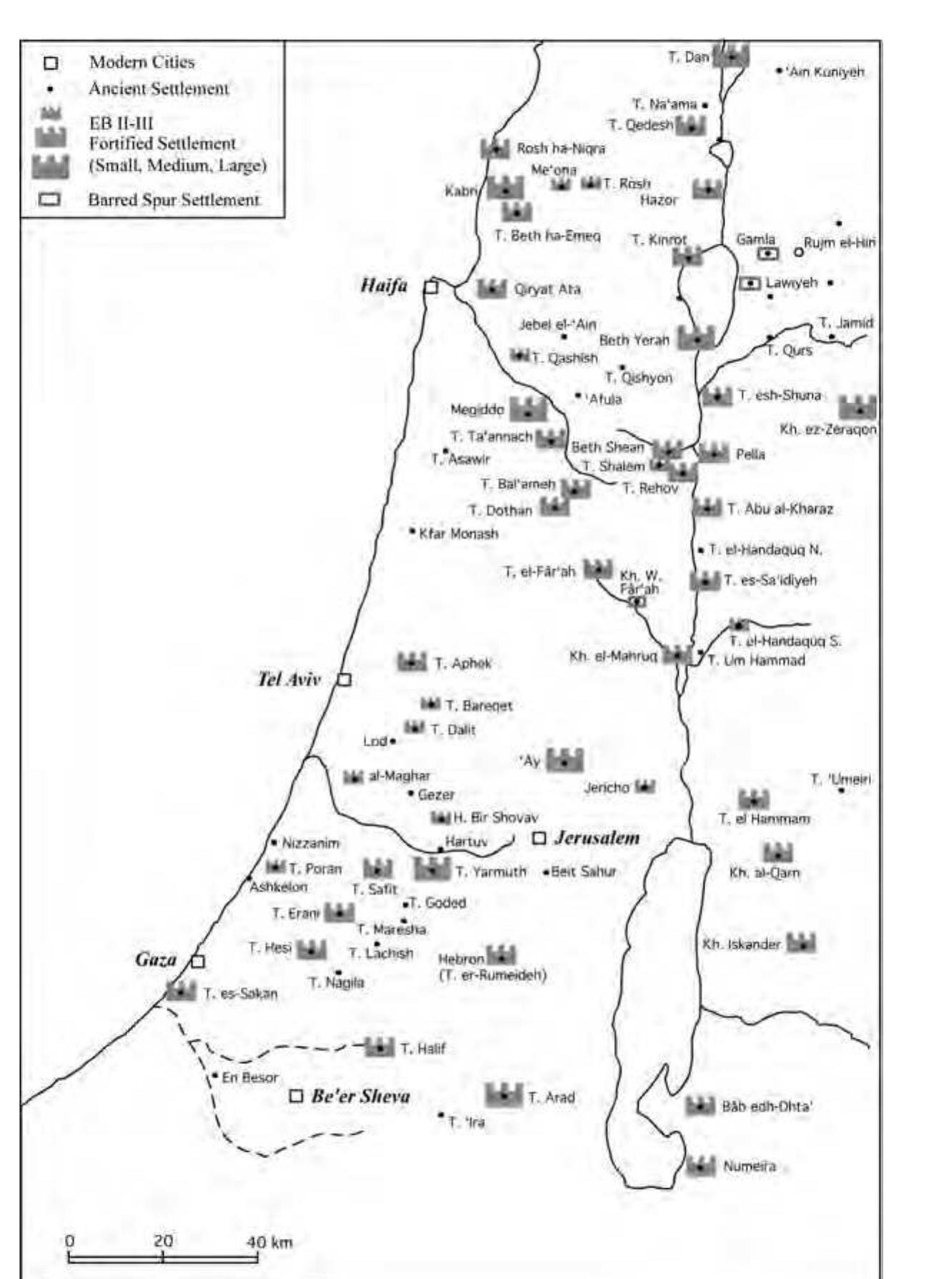 1 map of early bronze age sites in the southern levant