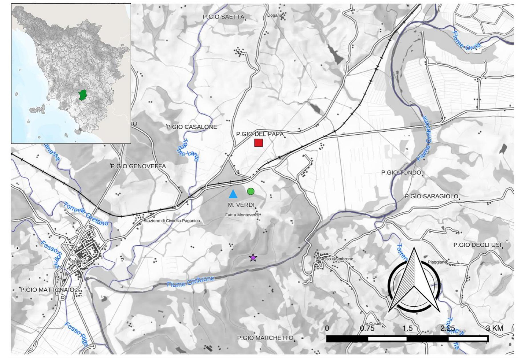 General map showing the archaeological evidence within the