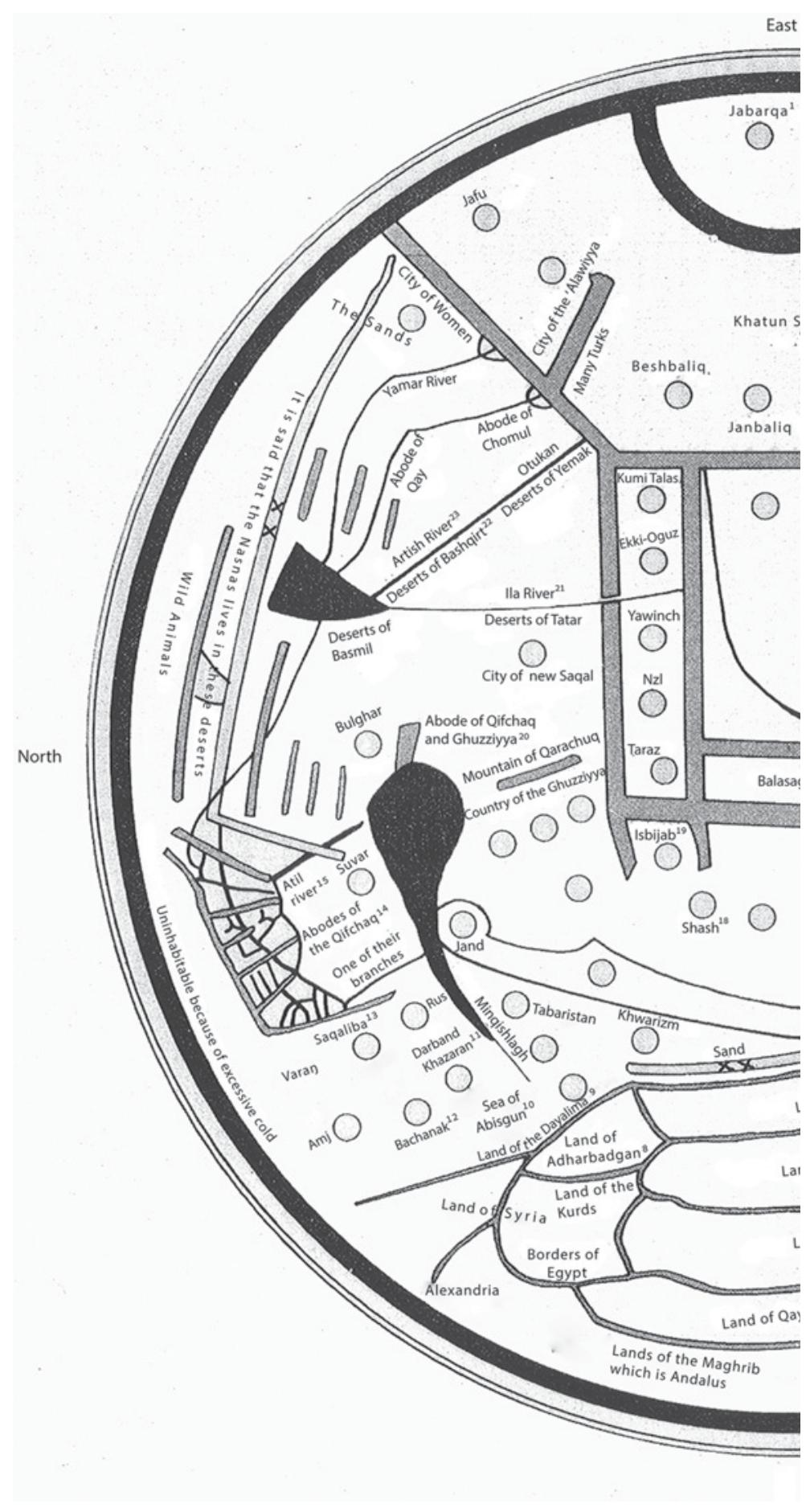 7 mahmud kashghari, diwan lughat al-turk, map of the world.