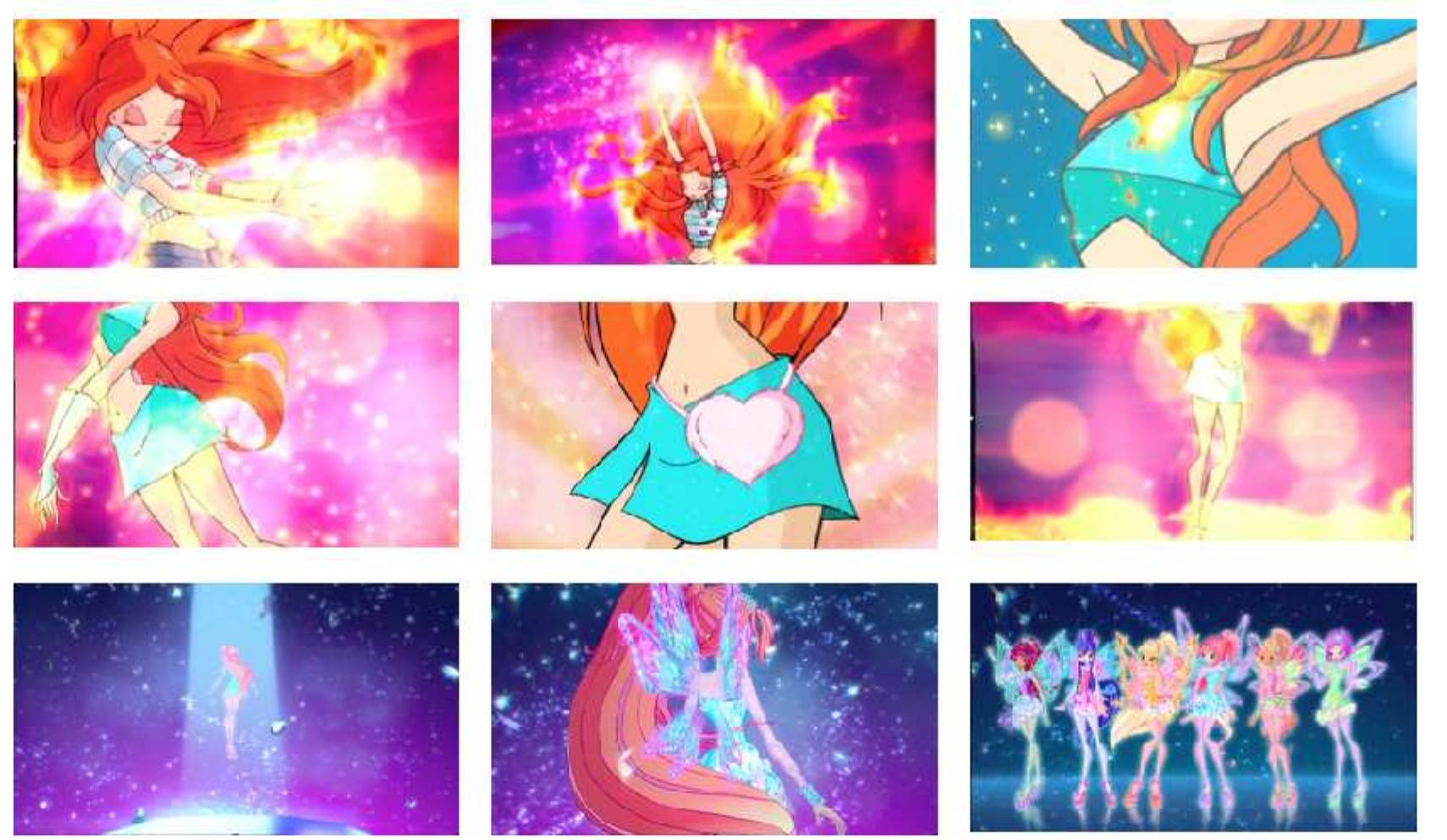 A sequence of still images from bloom’s transformations,