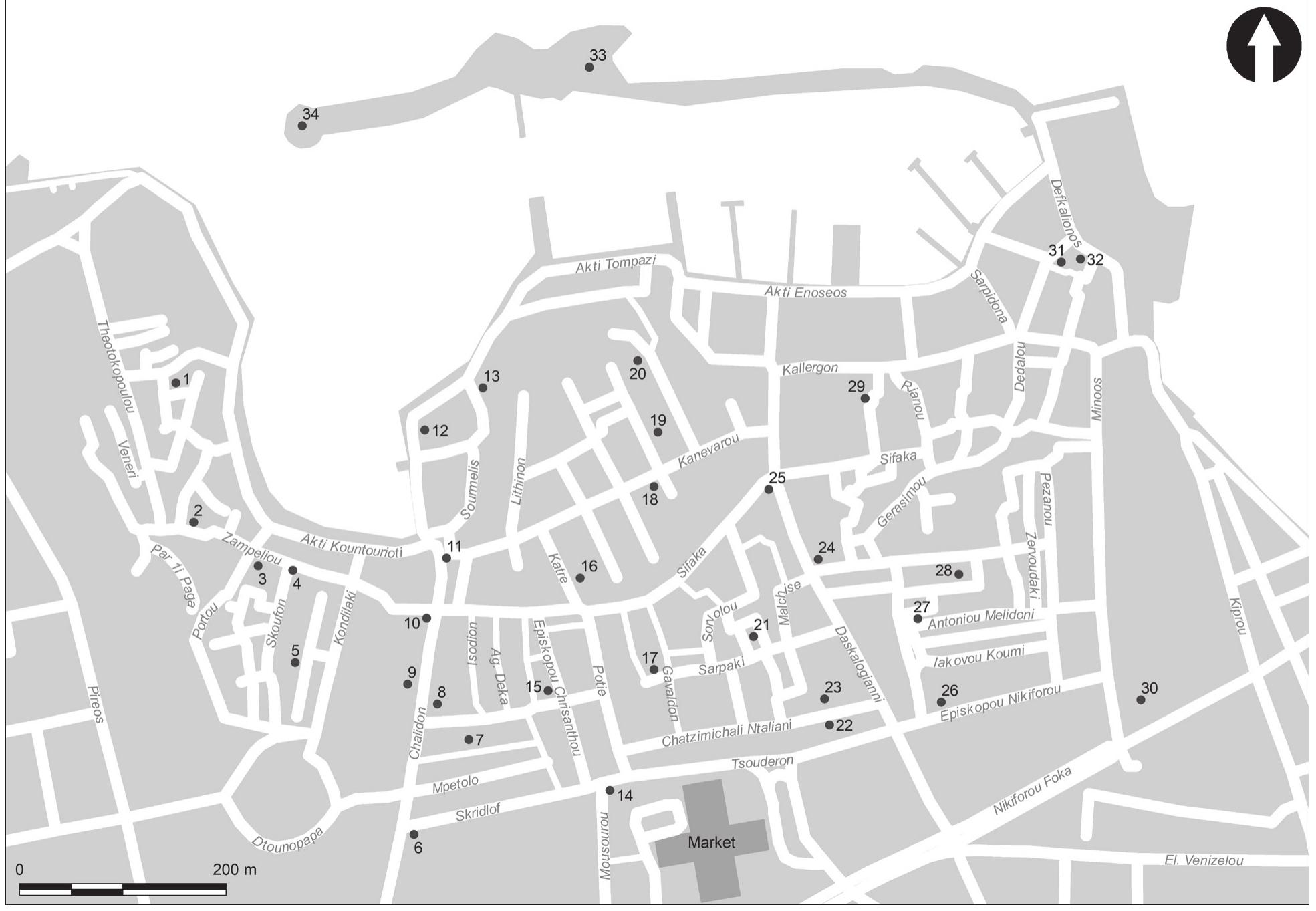 Map of khania, drawn by john pouncett. sacred and other