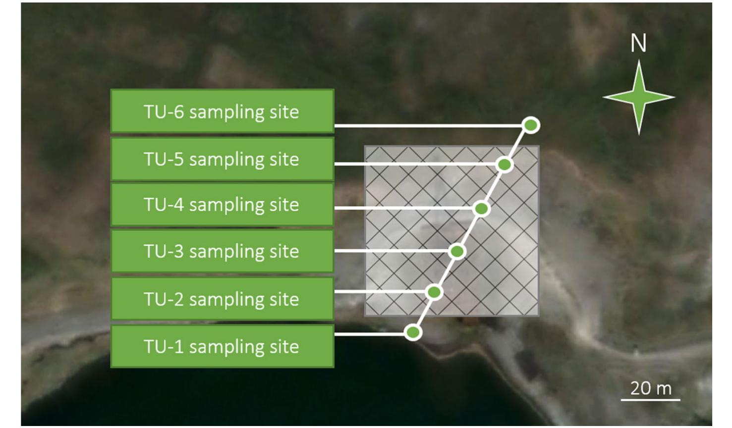 Layout of soil sampling sites in the tundra landscape; the