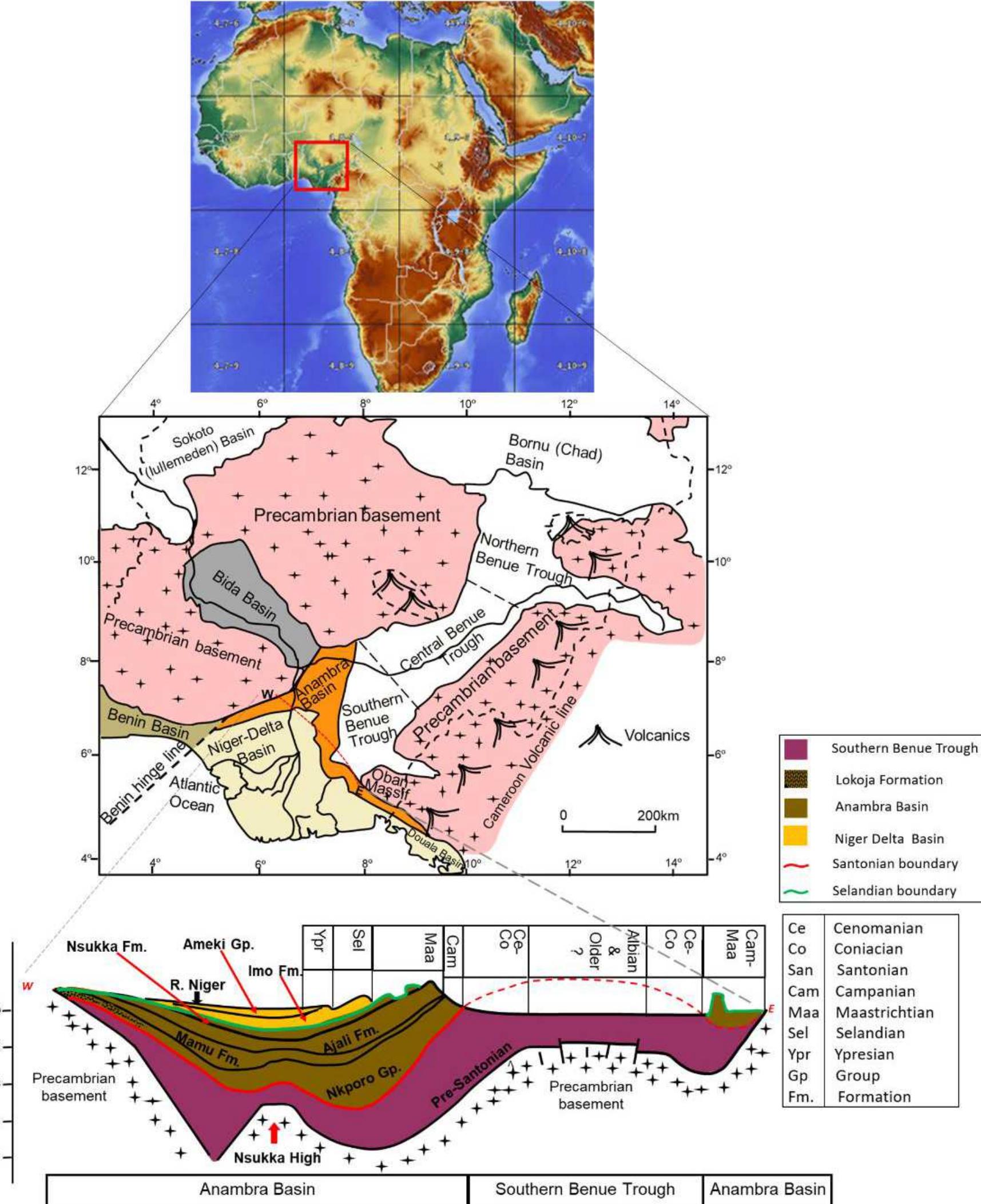 Map of nigeria showing areas underlain by sedimentary and