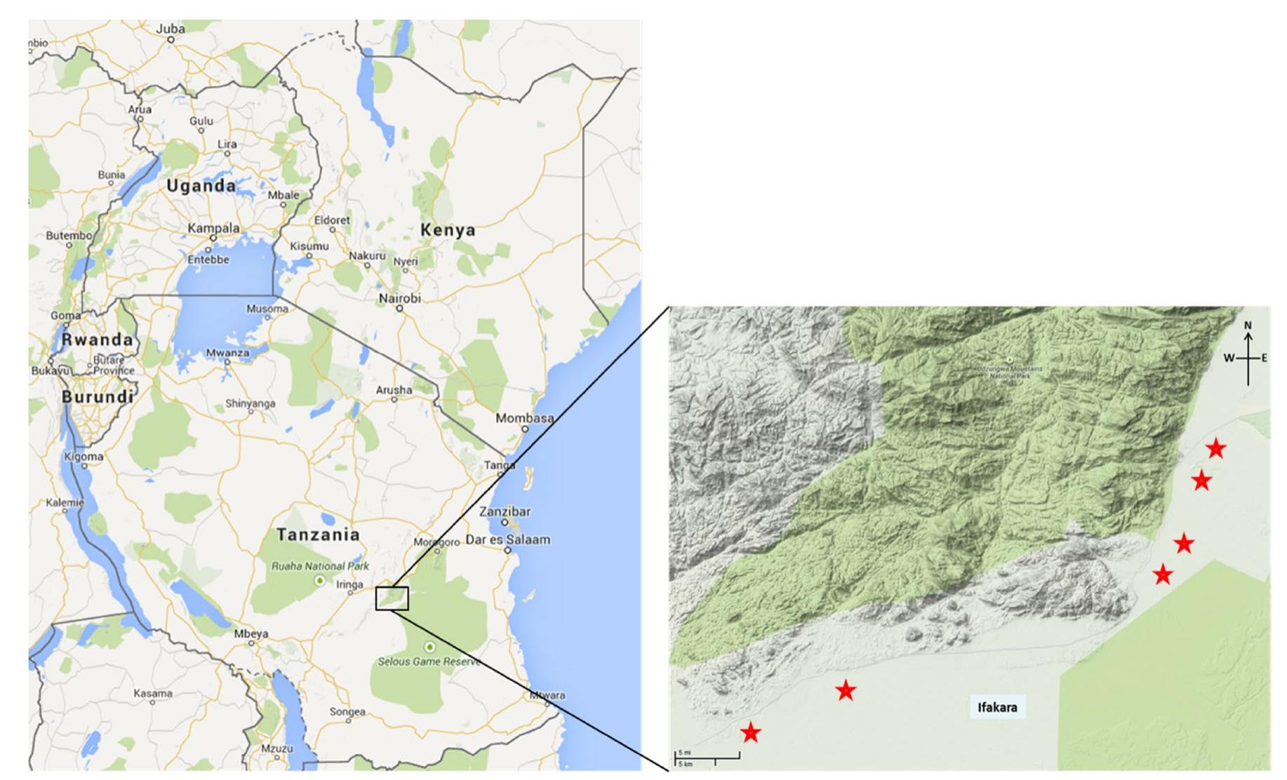 Map showing the location of the 18 on-farm trials in the