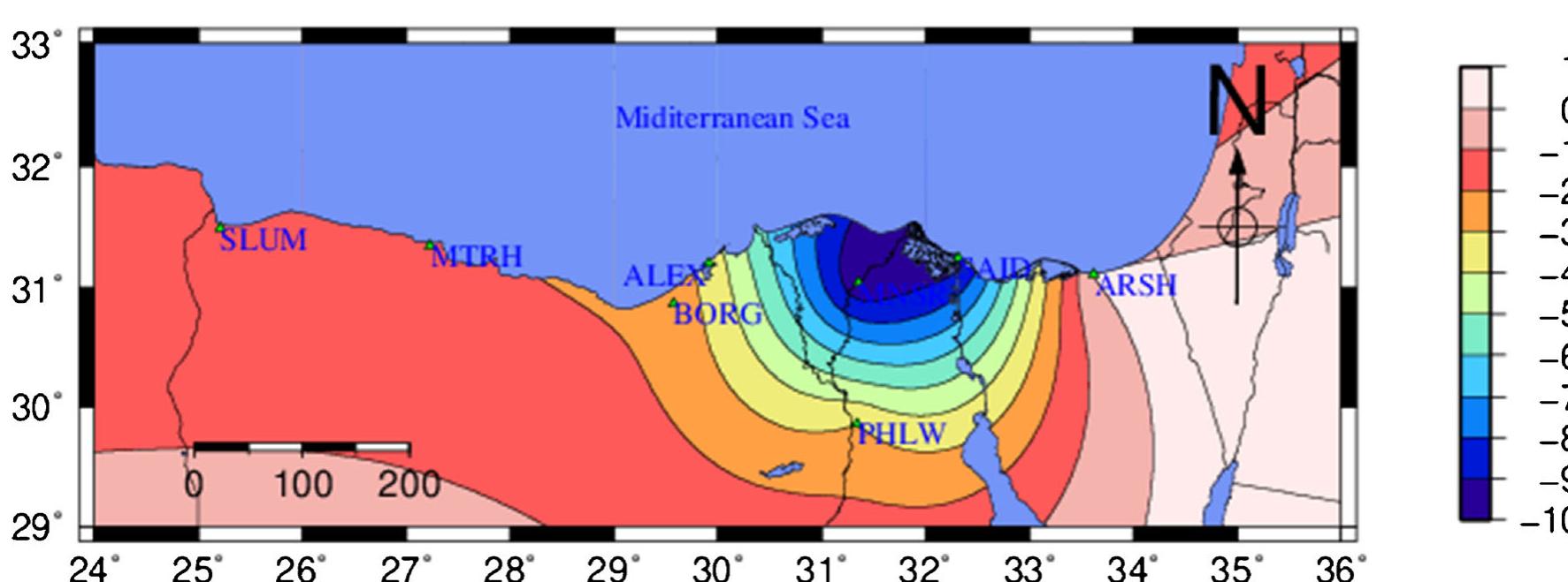 The contour map of vertical velocity distribution of the