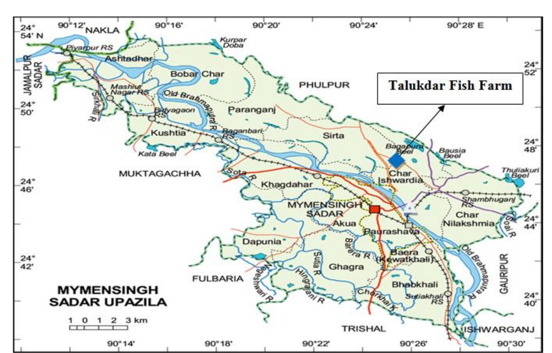 Map showing the geographical location (filled arrow) of the