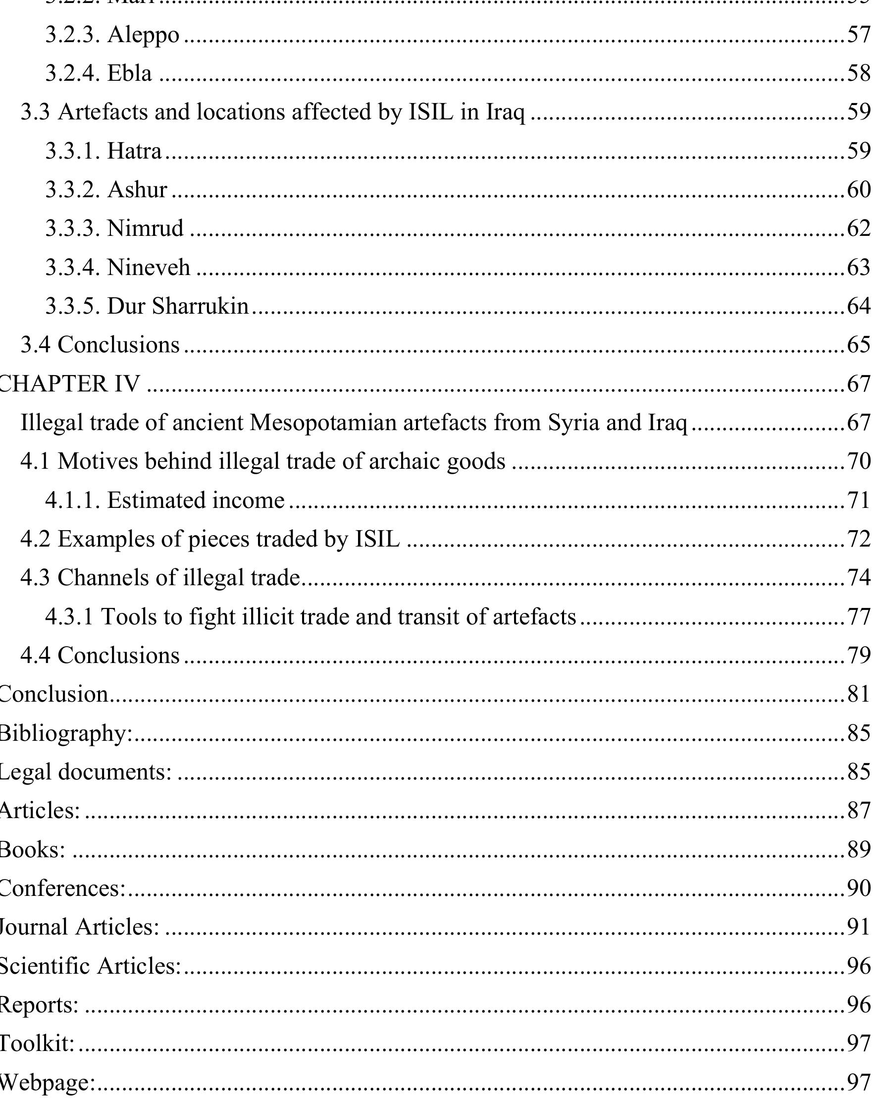 Table 1 - Ancient Mesopotamian heritage destroyed by the
