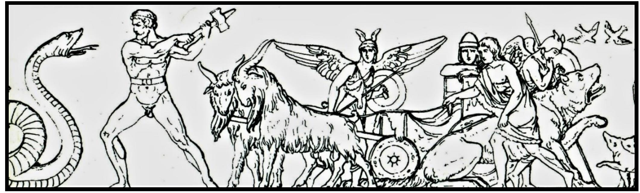 Thor with his goats. scene from the ragnarok frieze, h. e.