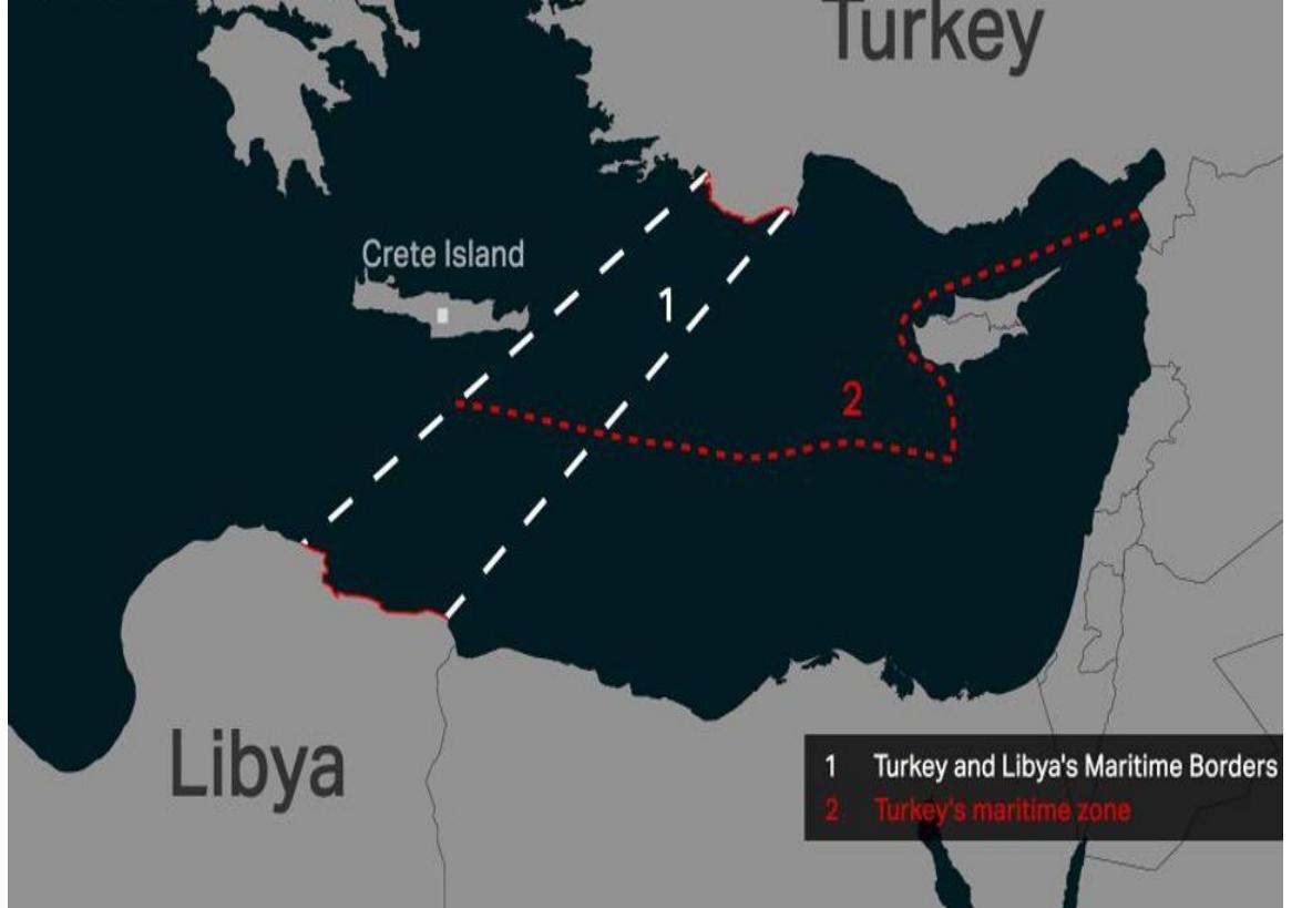 Turkey and libya’s maritime borders map. “the map shows the