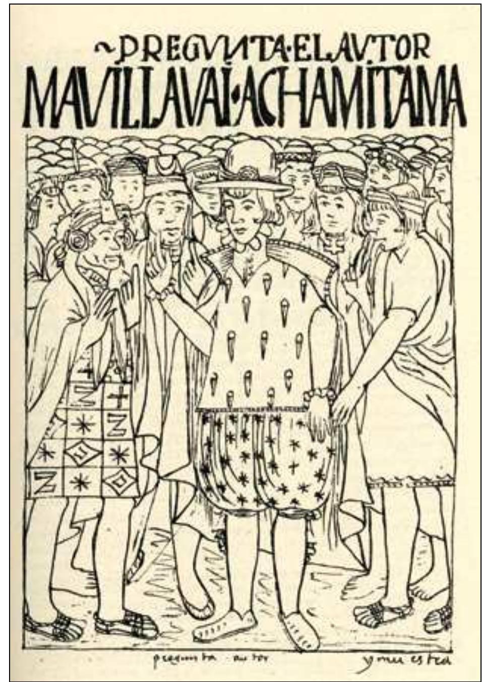 Guaman poma, a native of chinchaysuyo, depicts himself in