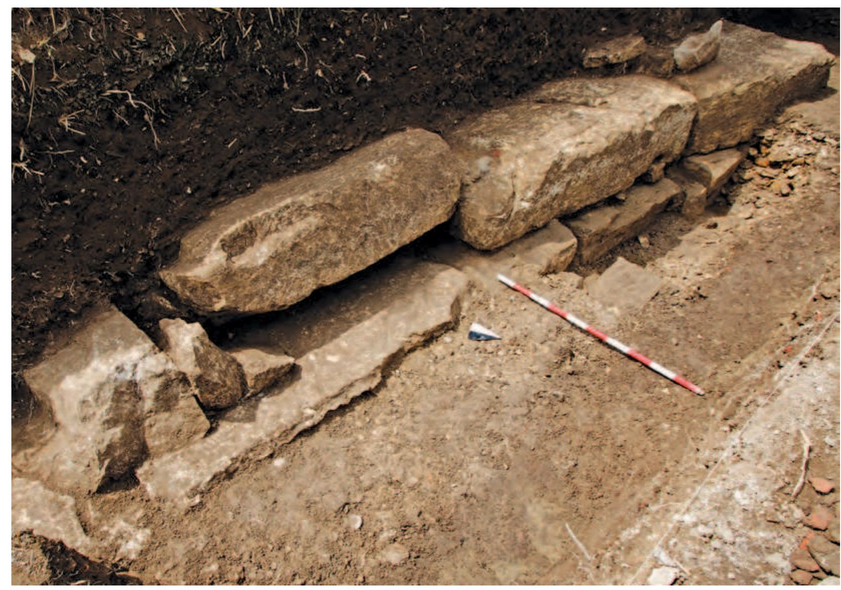 Pylon, west side. limestone foundations. photograph by a.