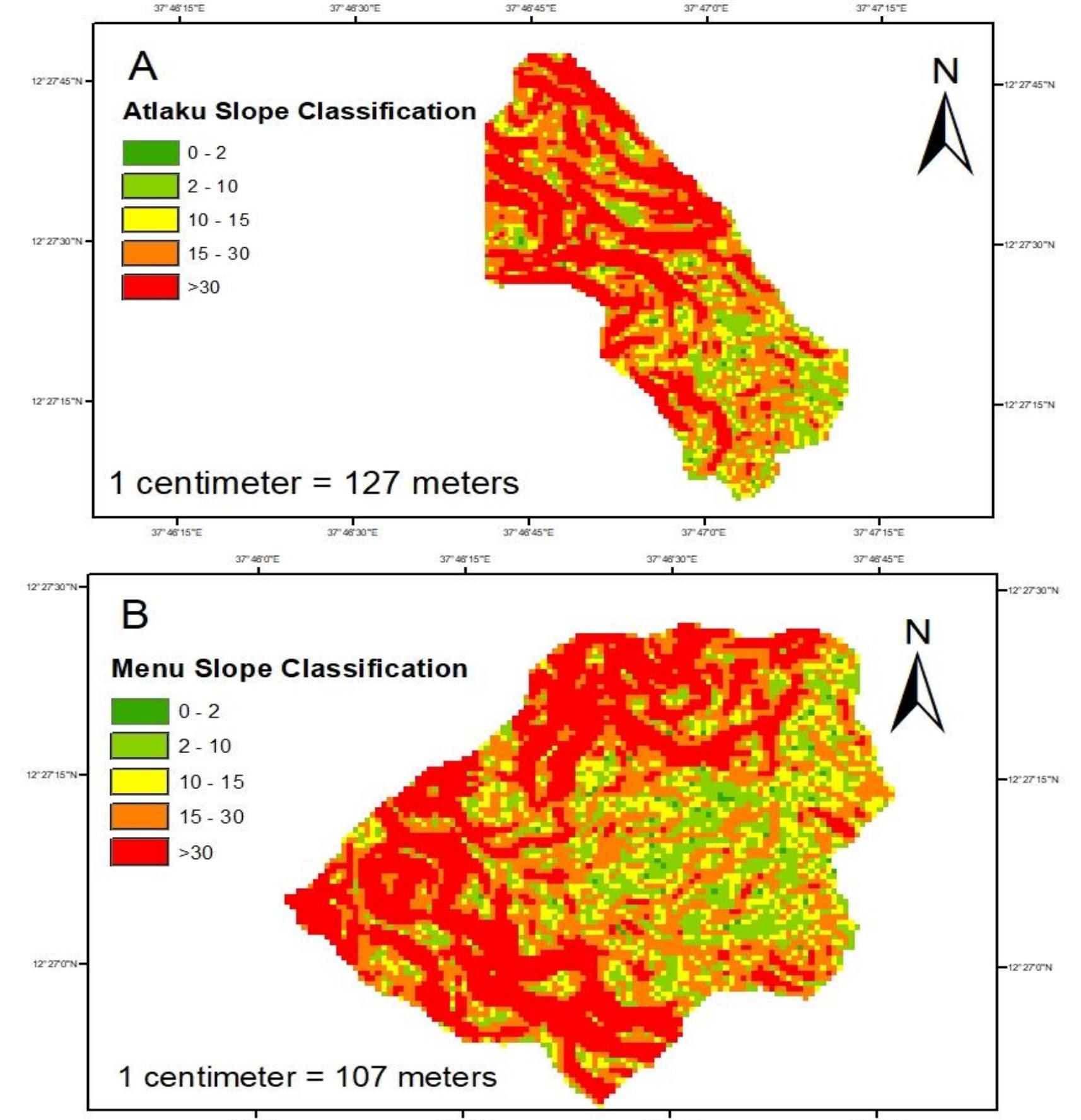 - 11: slope classification of atlaku (a) and menu (b)