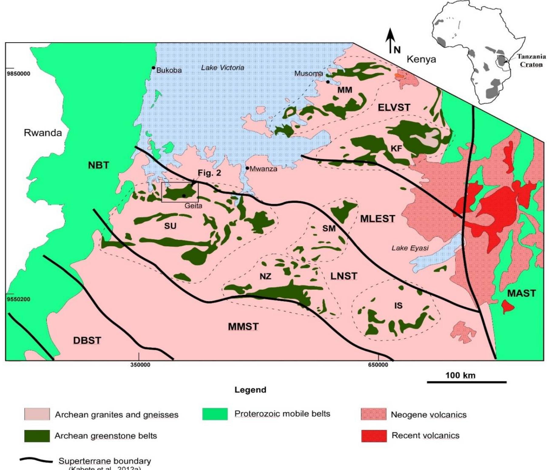 Geological map of the northern half of the tanzania craton,
