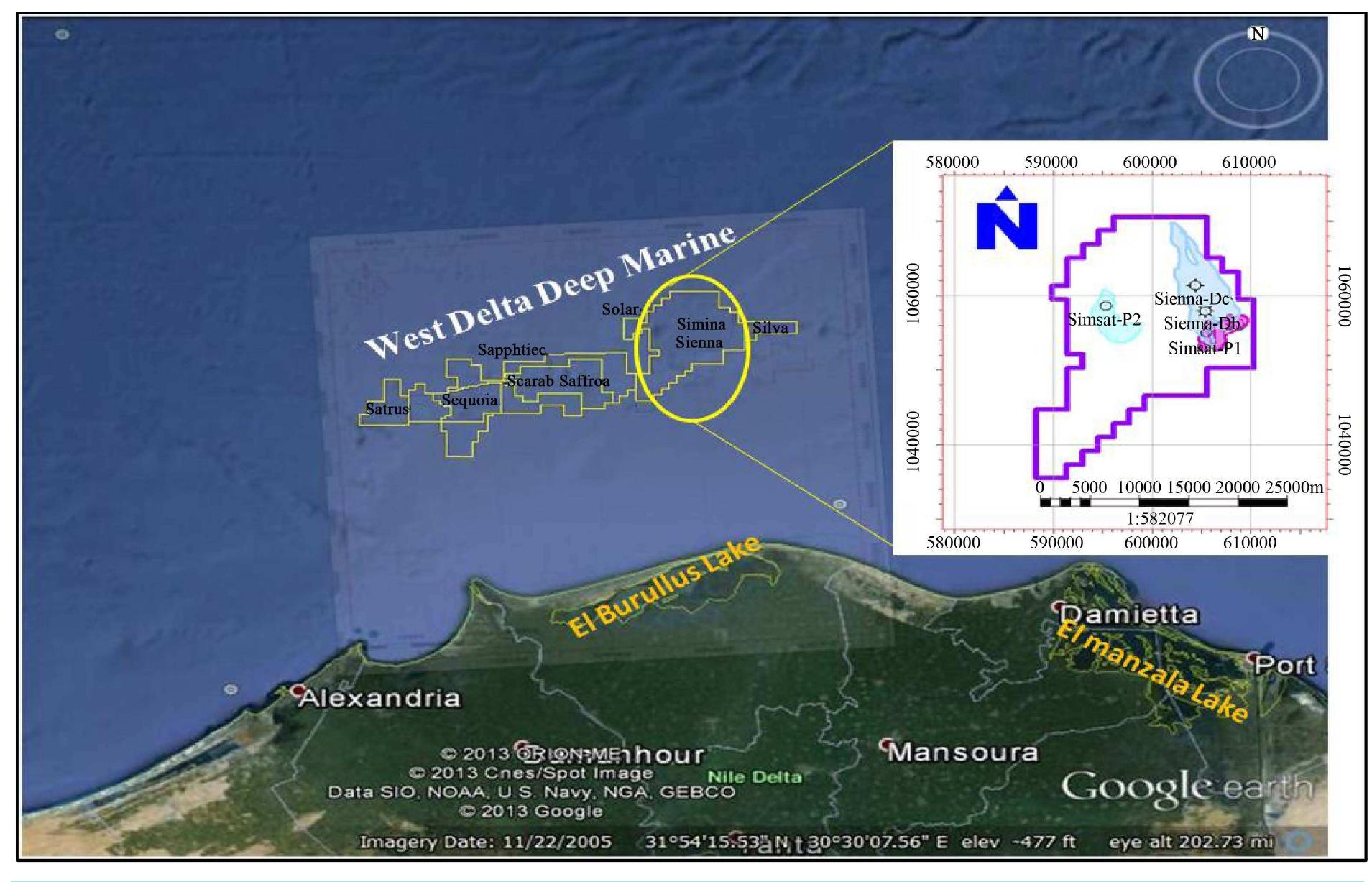 Satellite map for onshore and offshore nile delta part