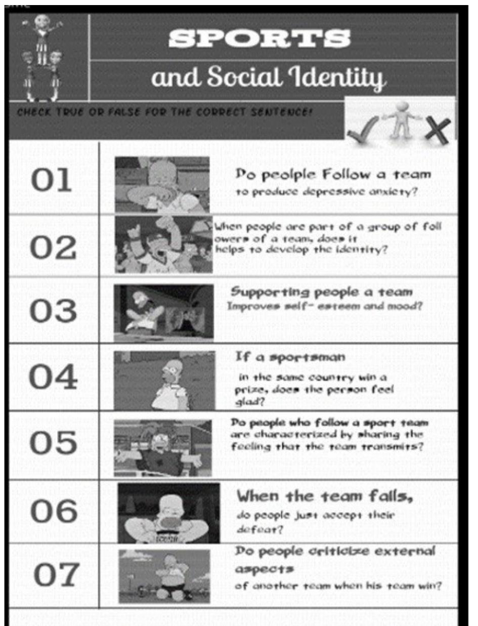 A sample infographic about the reading ‘sports and social