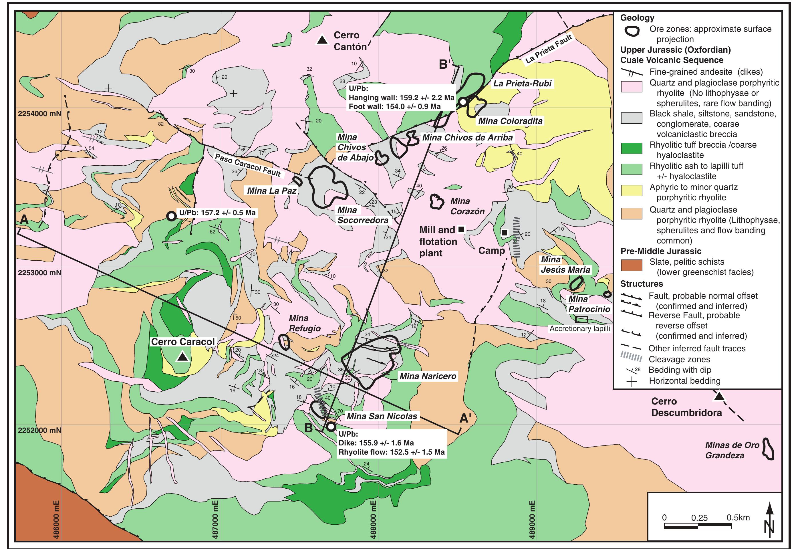 Fic. 3. lithologic map of the cuale mining district (this