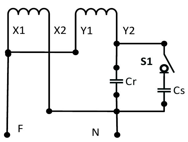 Windings design of a single-phase capacitor-start