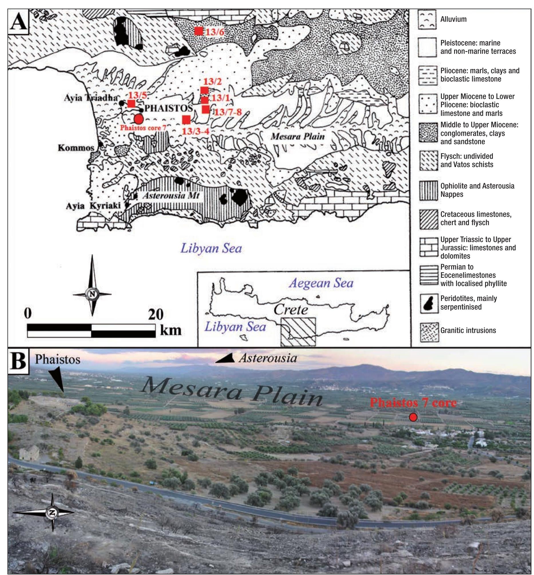 Geological map of south-central crete with the main sites