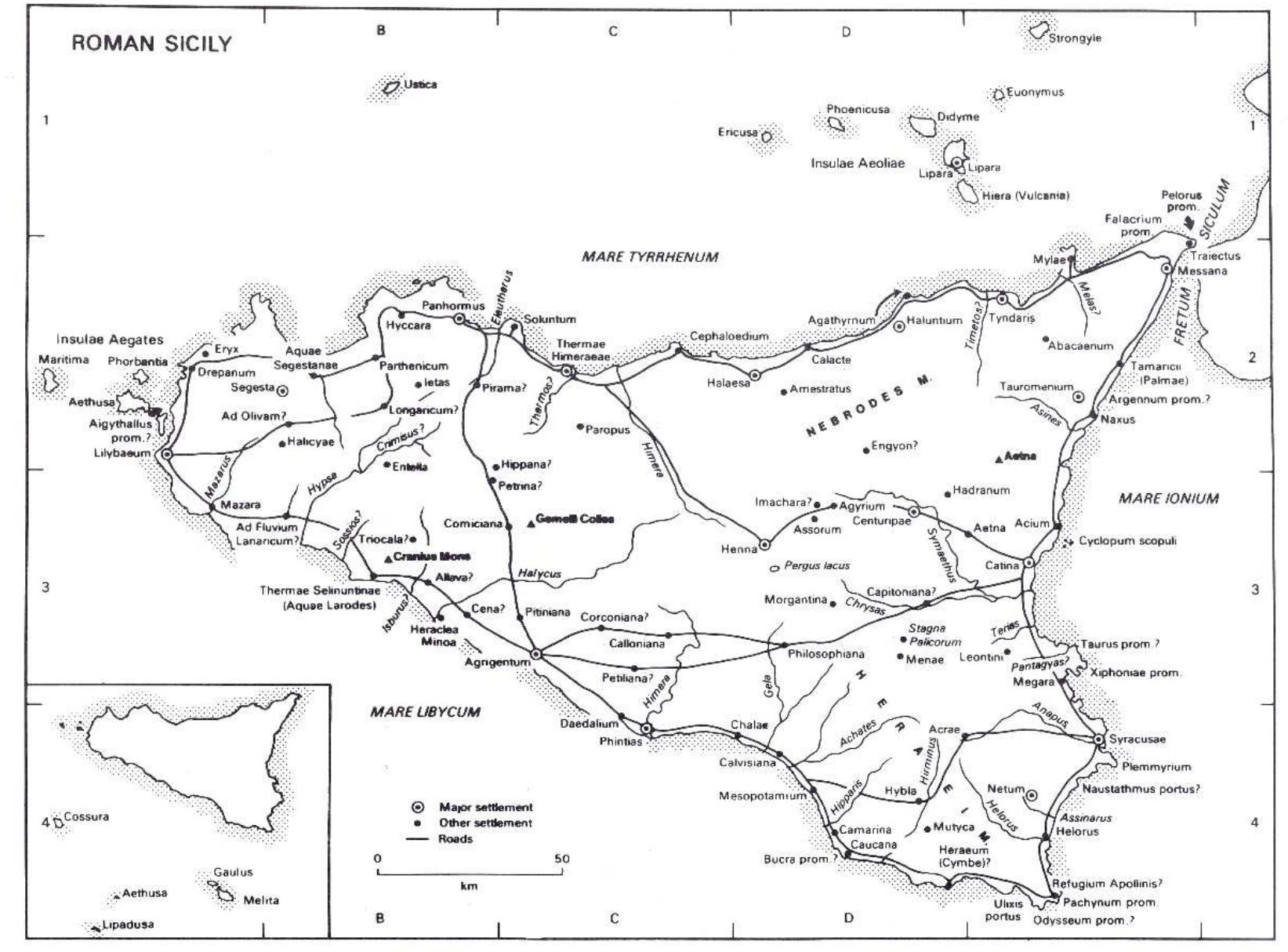 Map of ancient sicily. courtesy of roger j. a. wilson.