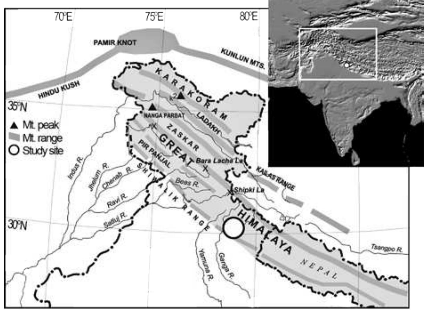 Map of doon valley, western himalayan part of india by frost