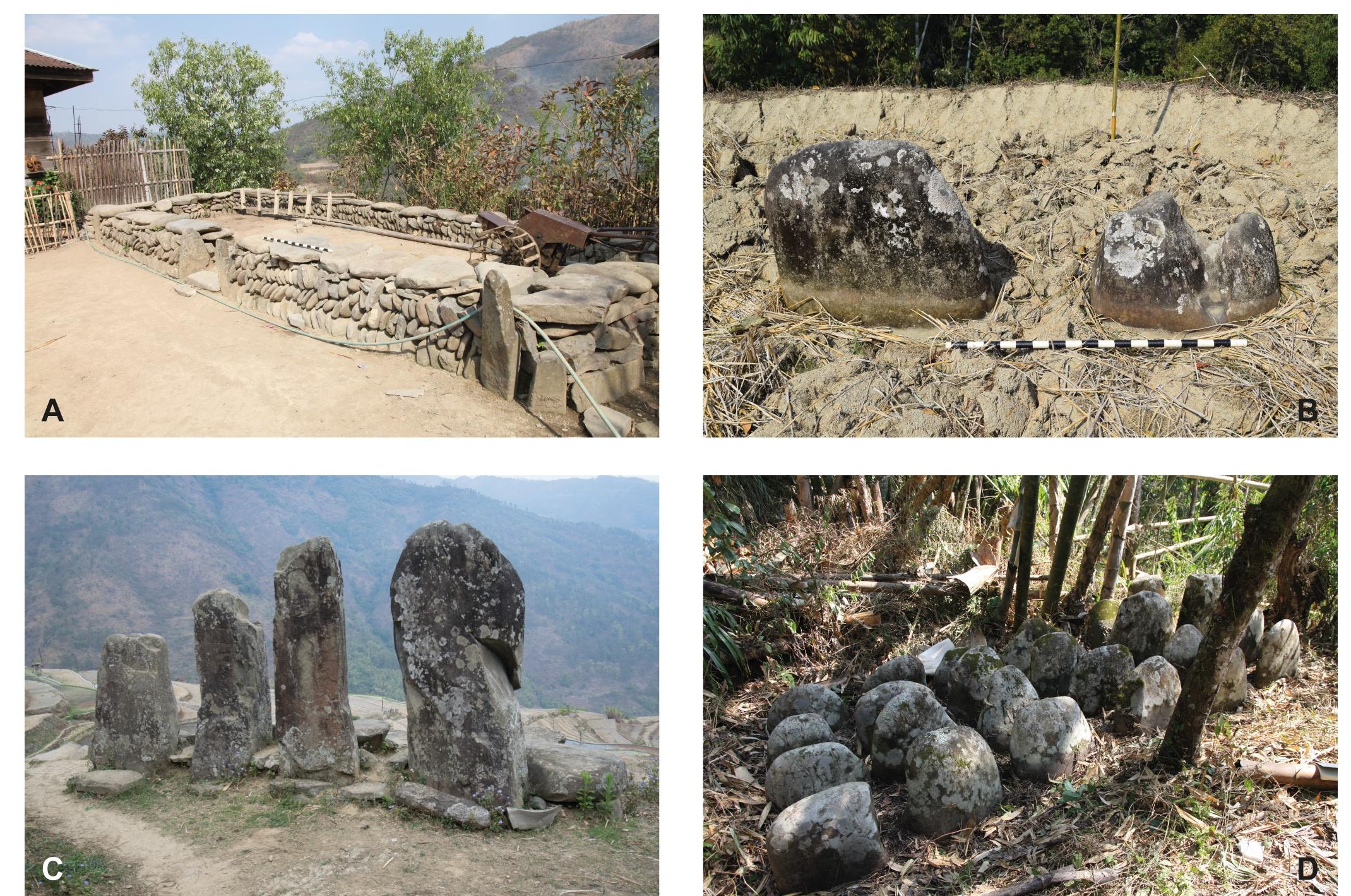 The different types of megalithic monuments present in