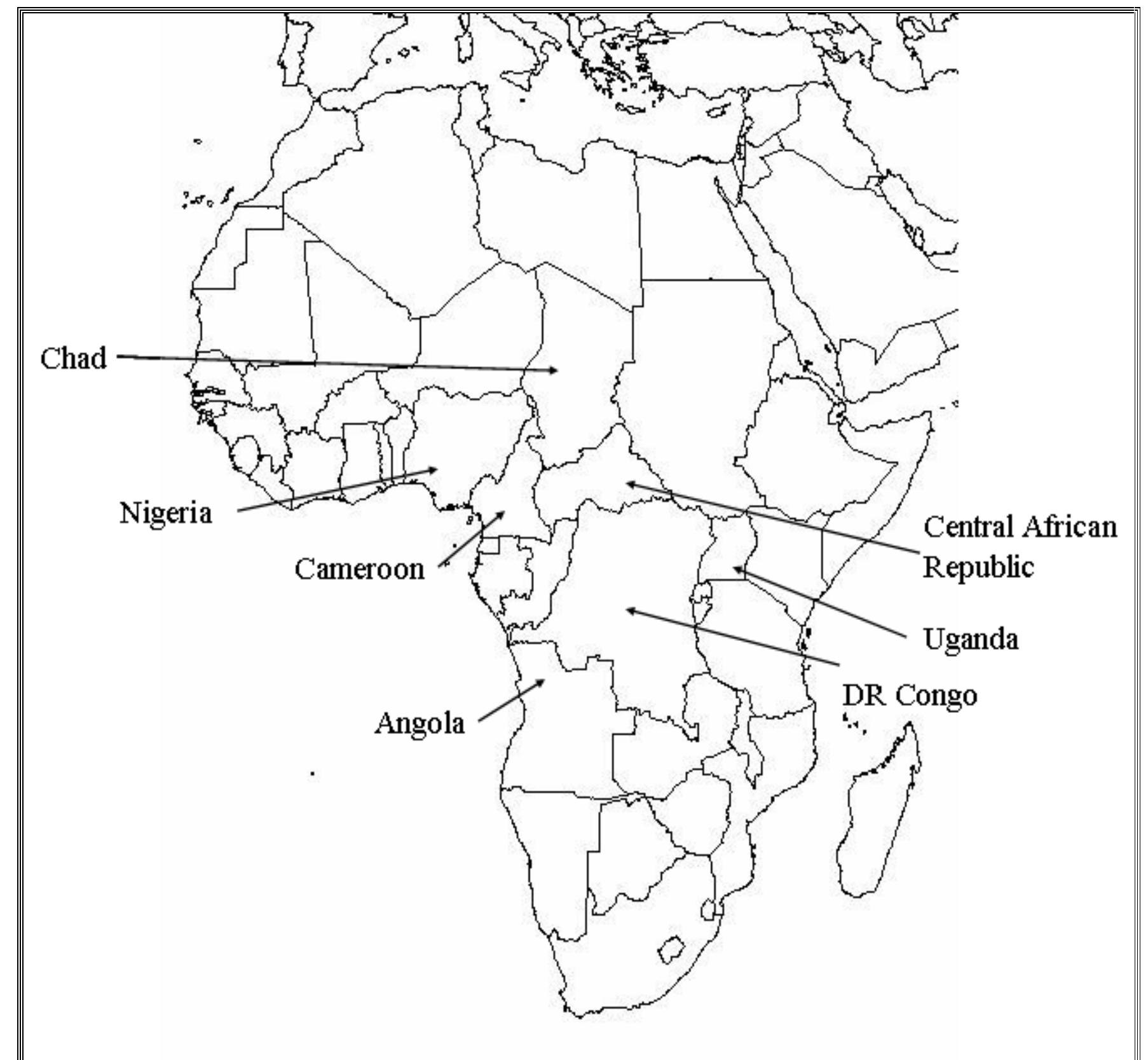 1 map of africa showing the locations of this thesis sample