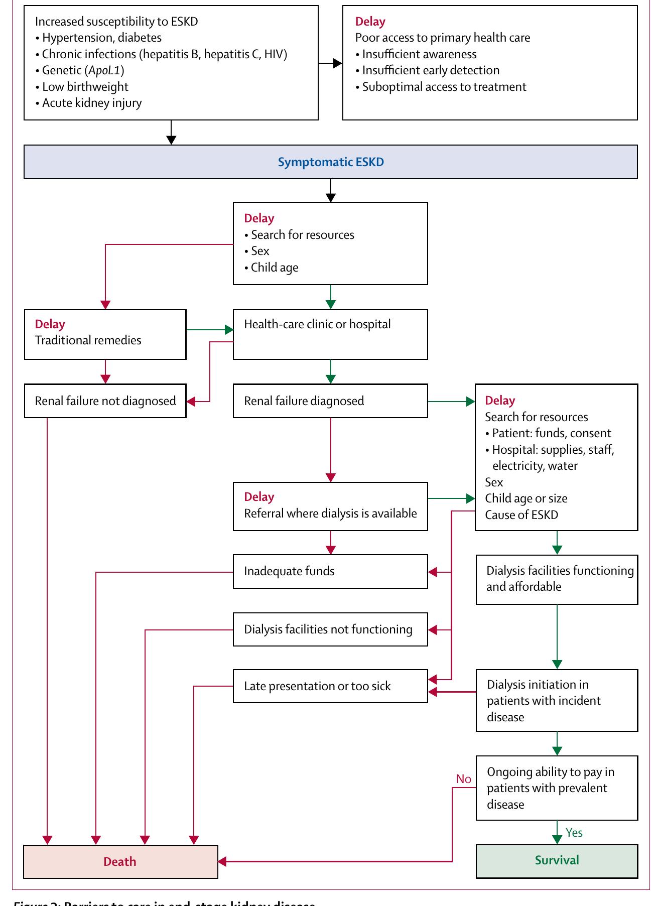 Barriers to care in end-stage kidney disease flow diagram