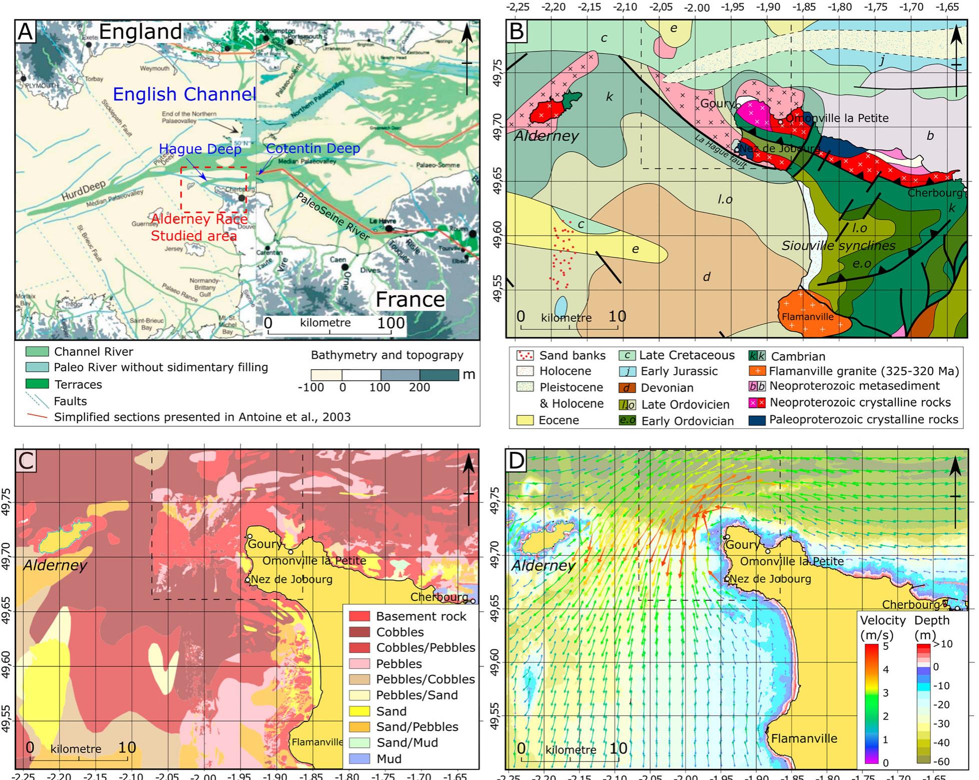(a). map of the english channel showing the deeps that