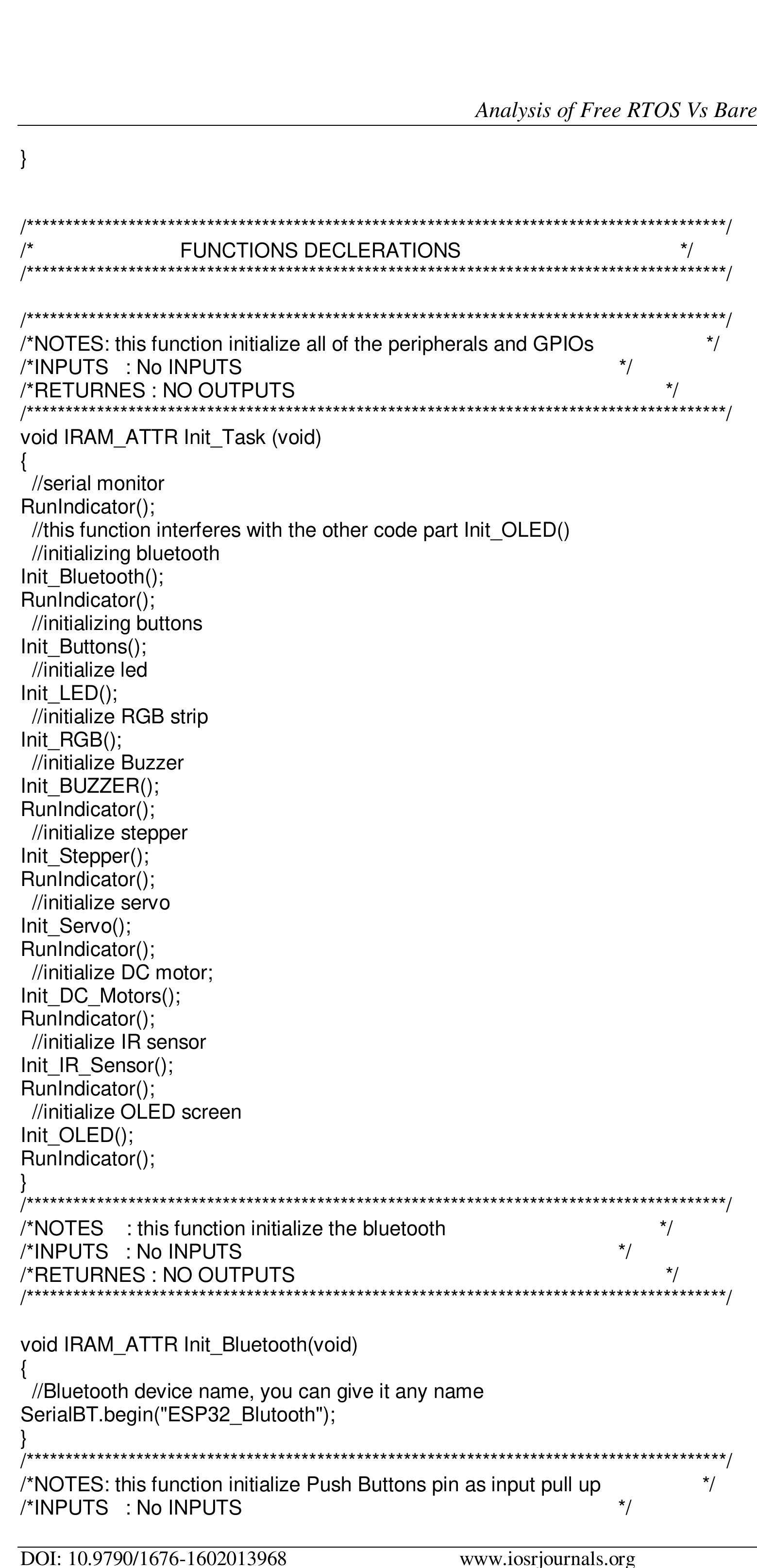 Table 2 - Analysis of Free RTOS Vs Bare Metal using ESP32 Table 2 - Analysis of Free RTOS Vs Bare Metal using ESP32