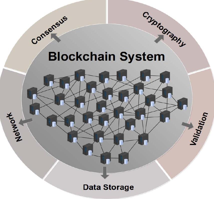 The key components of a typical blockchain system
