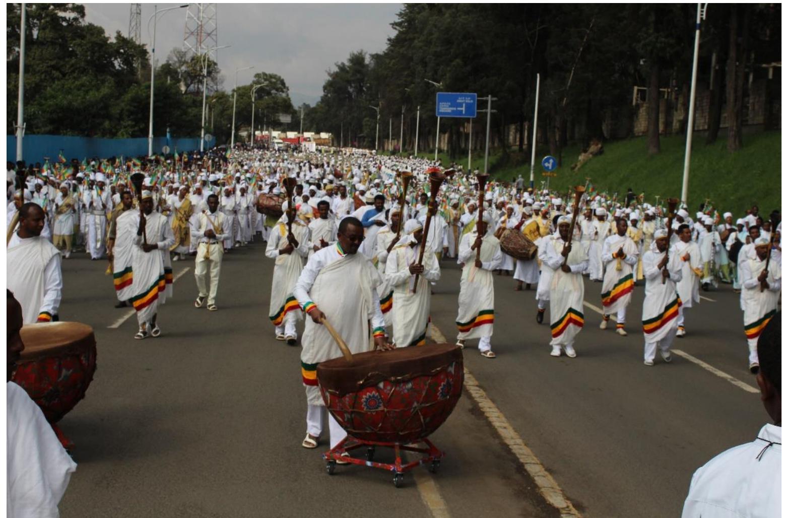 Memhir sisay demisse and his musician’s team celebrating the