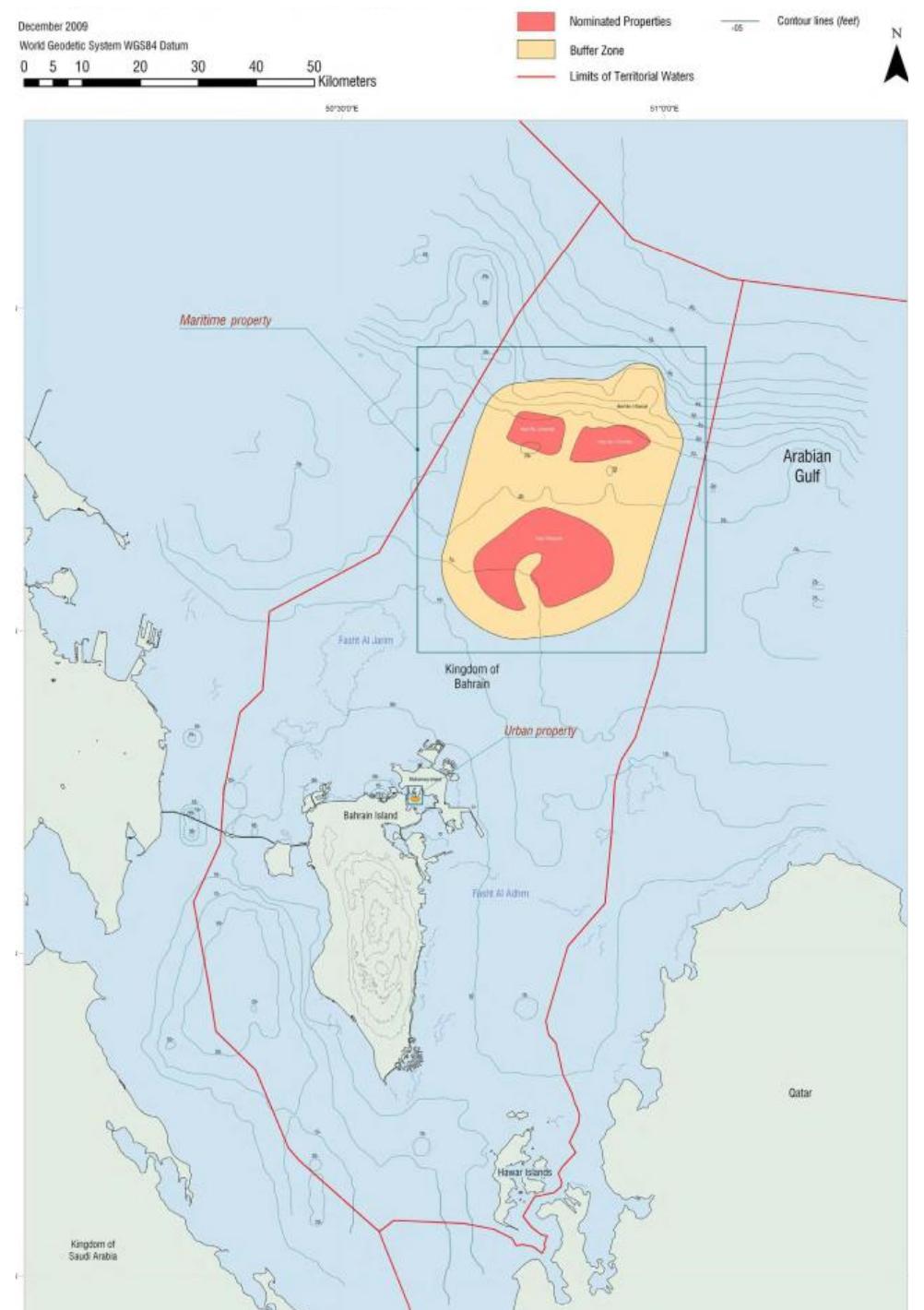 Map showing the location of bahrain and its territorial