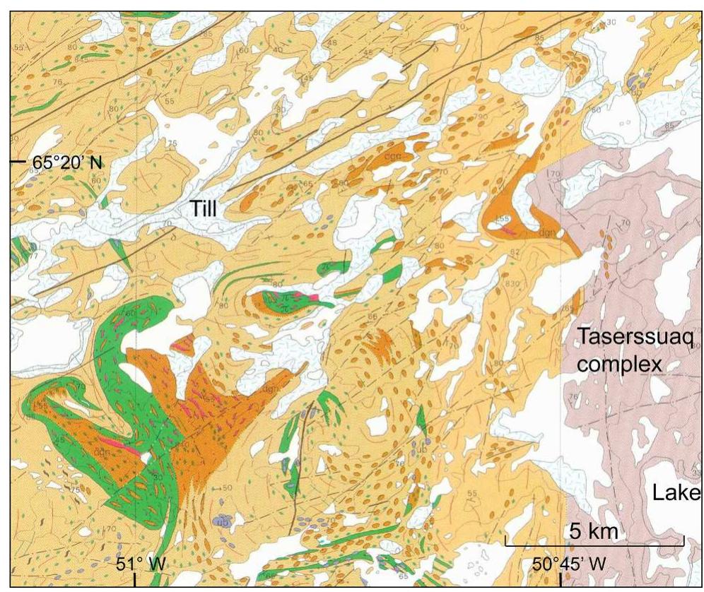 Selected part of 1:100,000 scale geological map (hall and