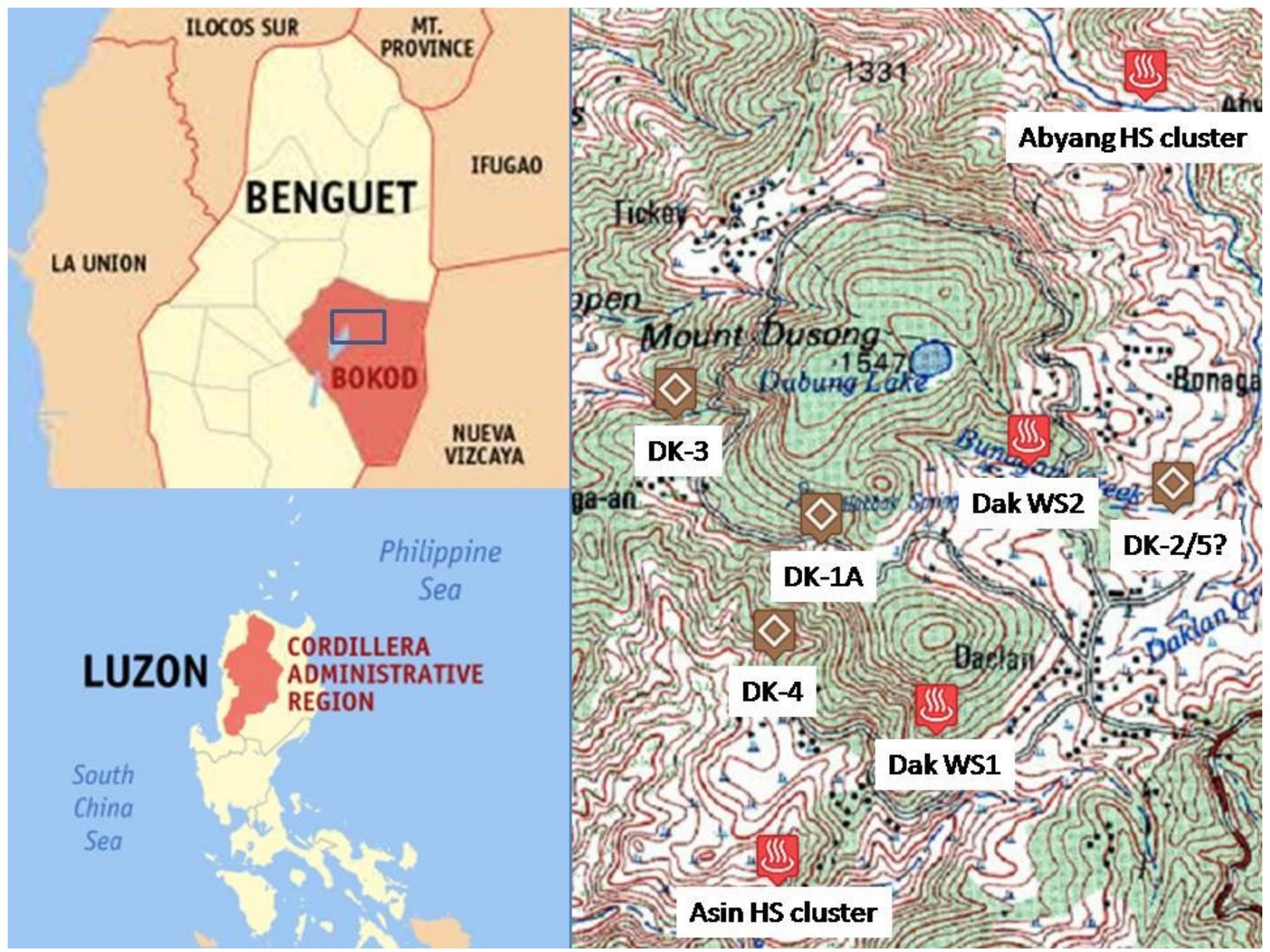 Location map of the daklan geothermal prospect. lower left: