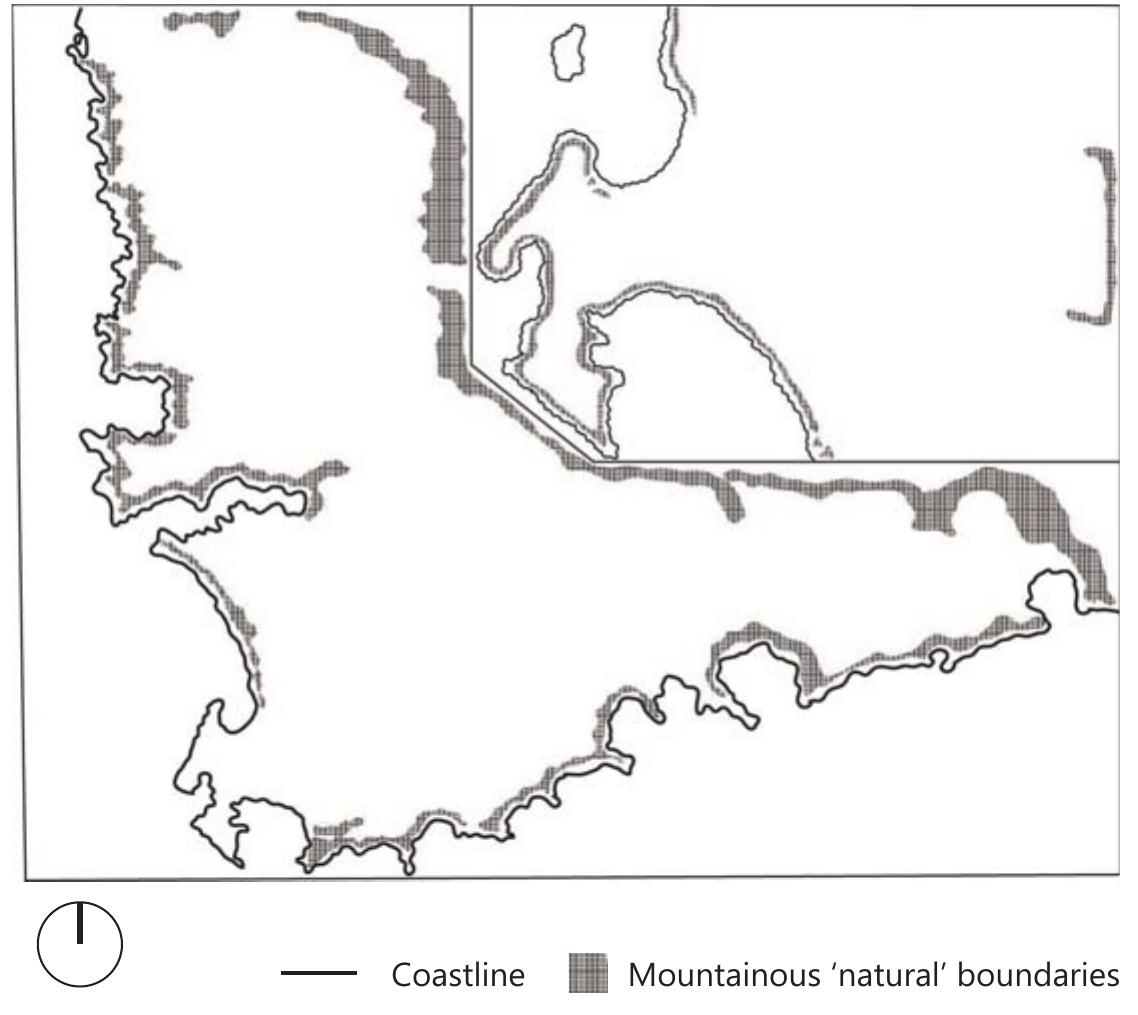Diagram of the ‘natural’ boundaries of the broader colony.