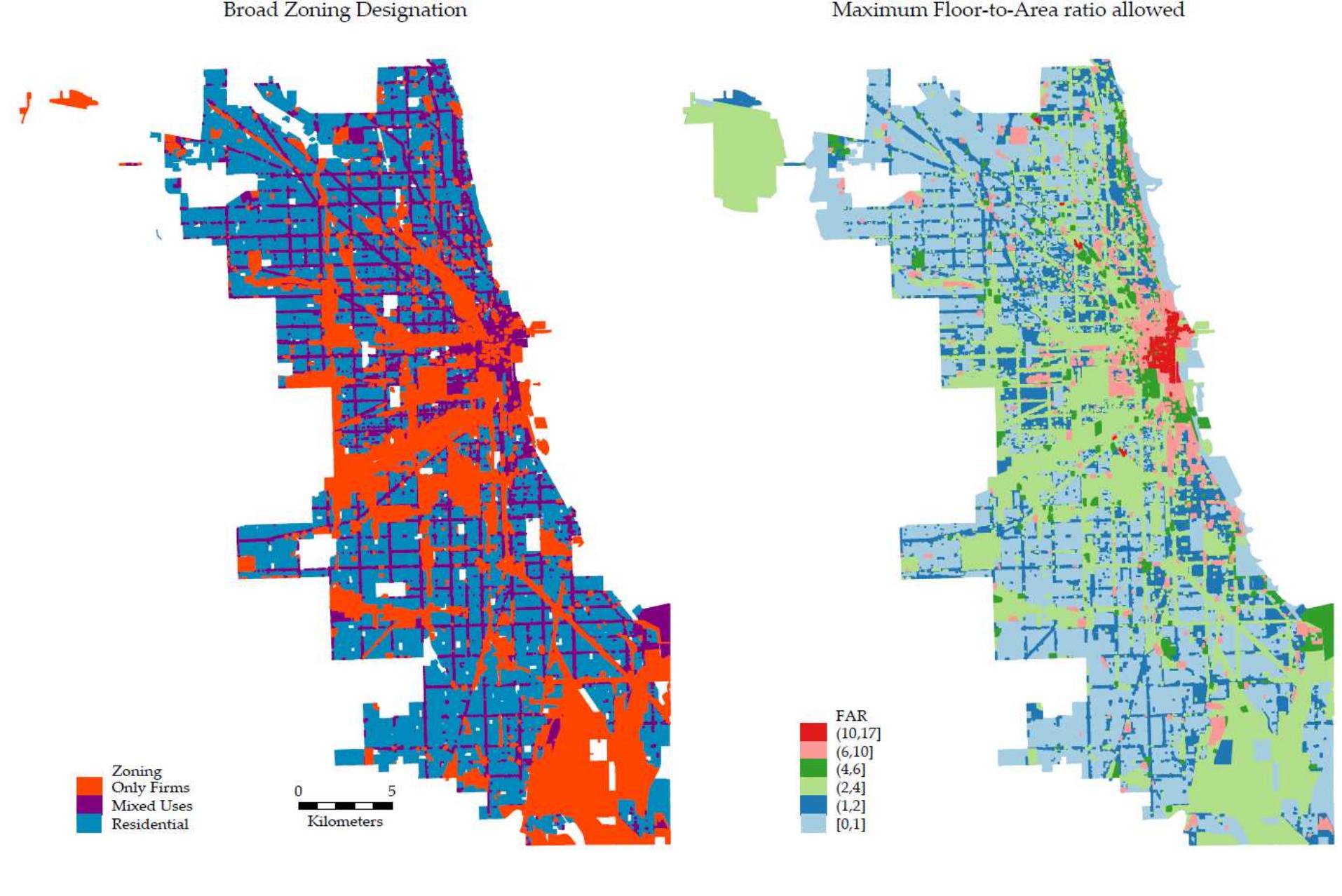 Notes: this figure shows two current land use regulations in