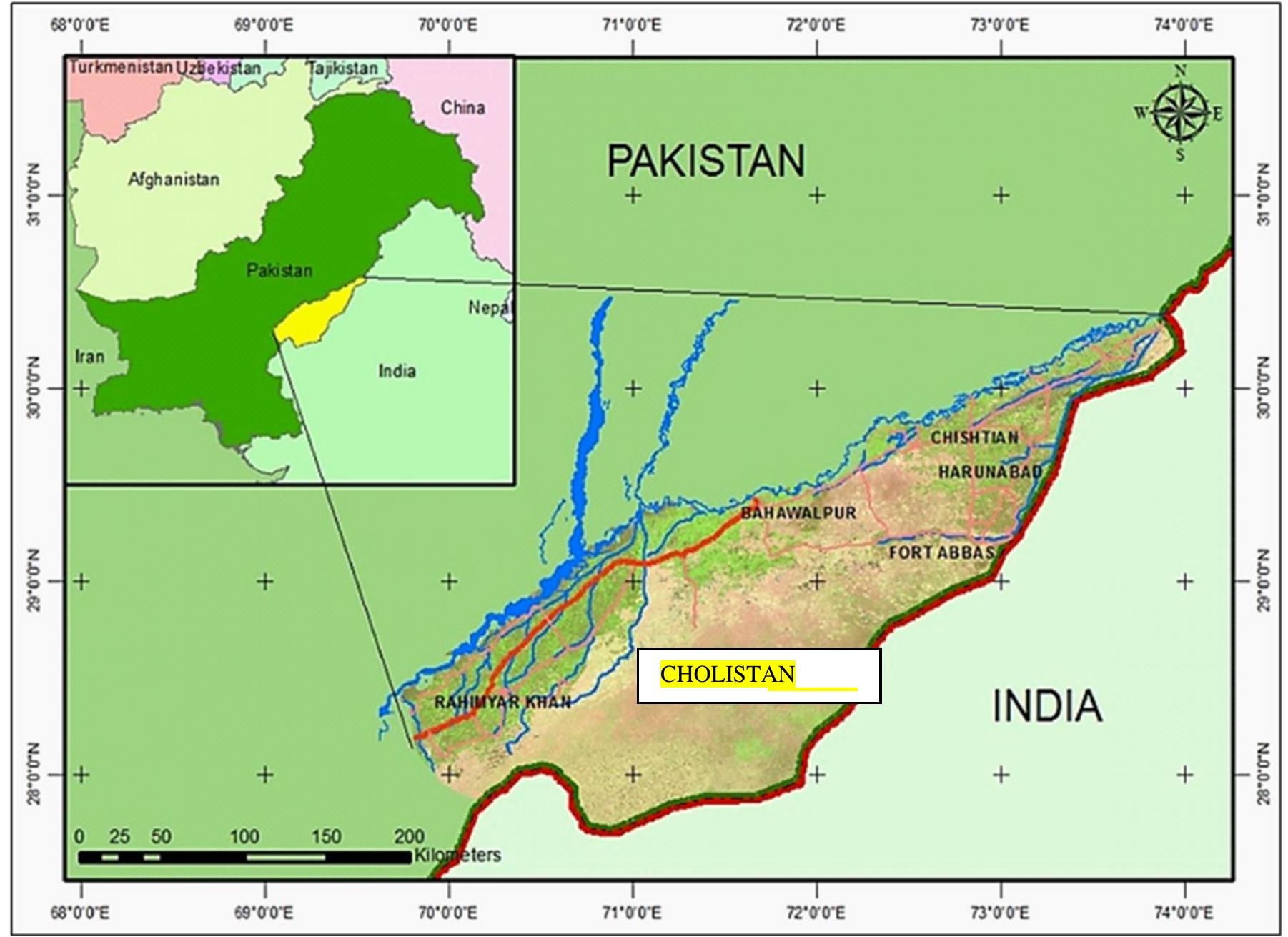 L map of pakistan with the flaunt of cholistan desert