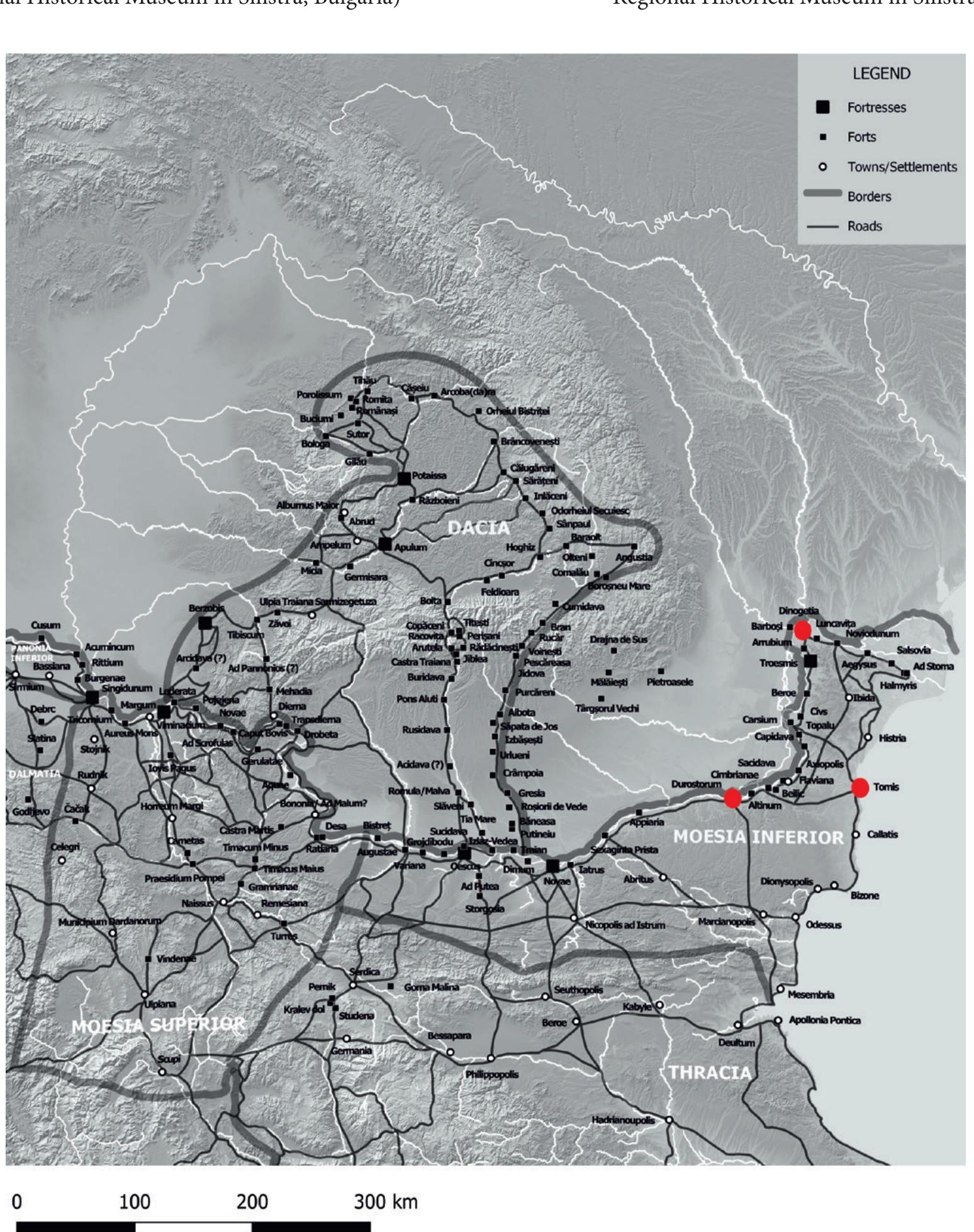 A map of the lower danubian roman provinces with the
