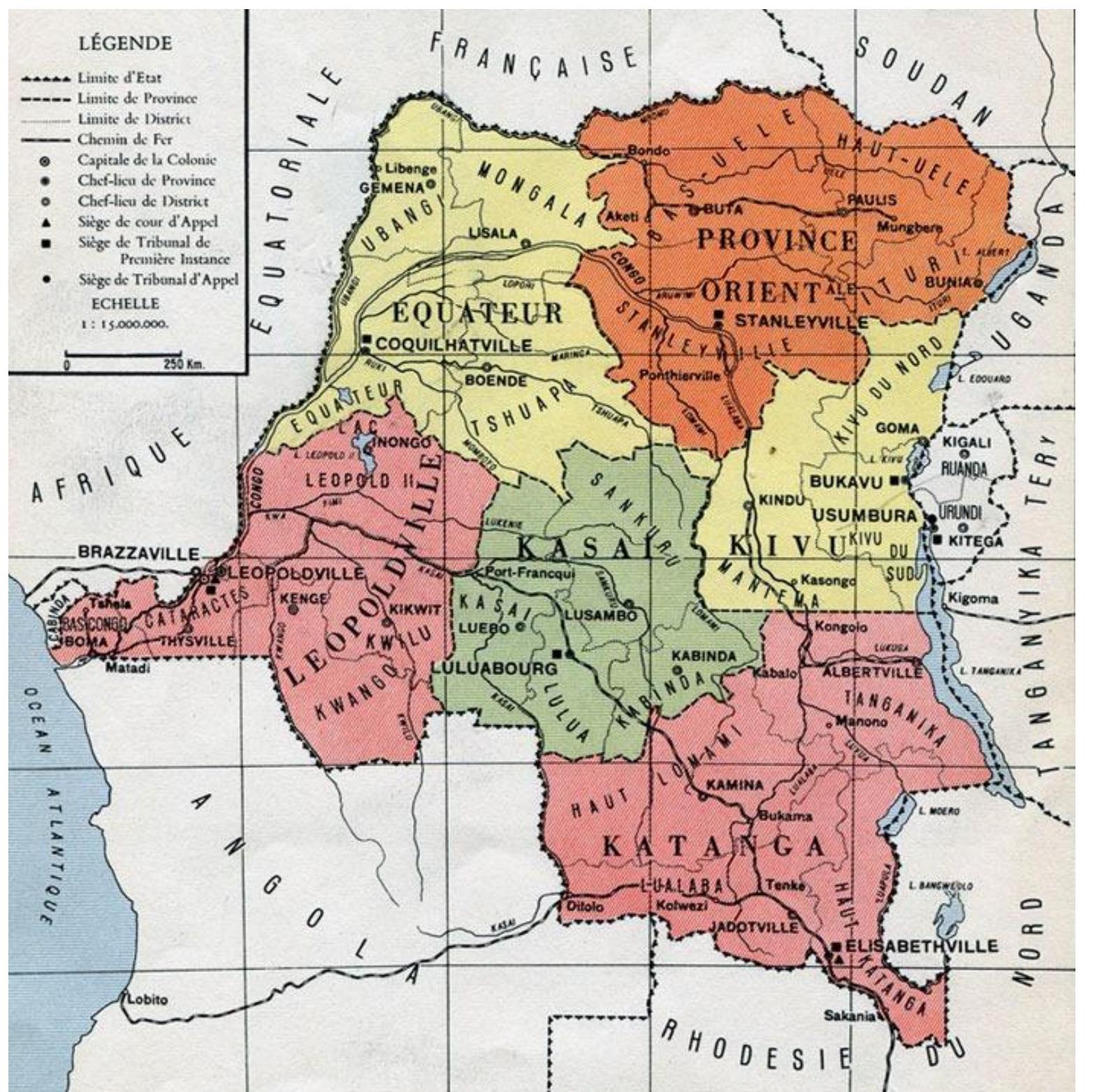 Appendix a: map of the belgian congo showing provinces and