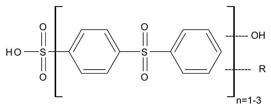 Simplified structure of the sulphonic aromatic acid.