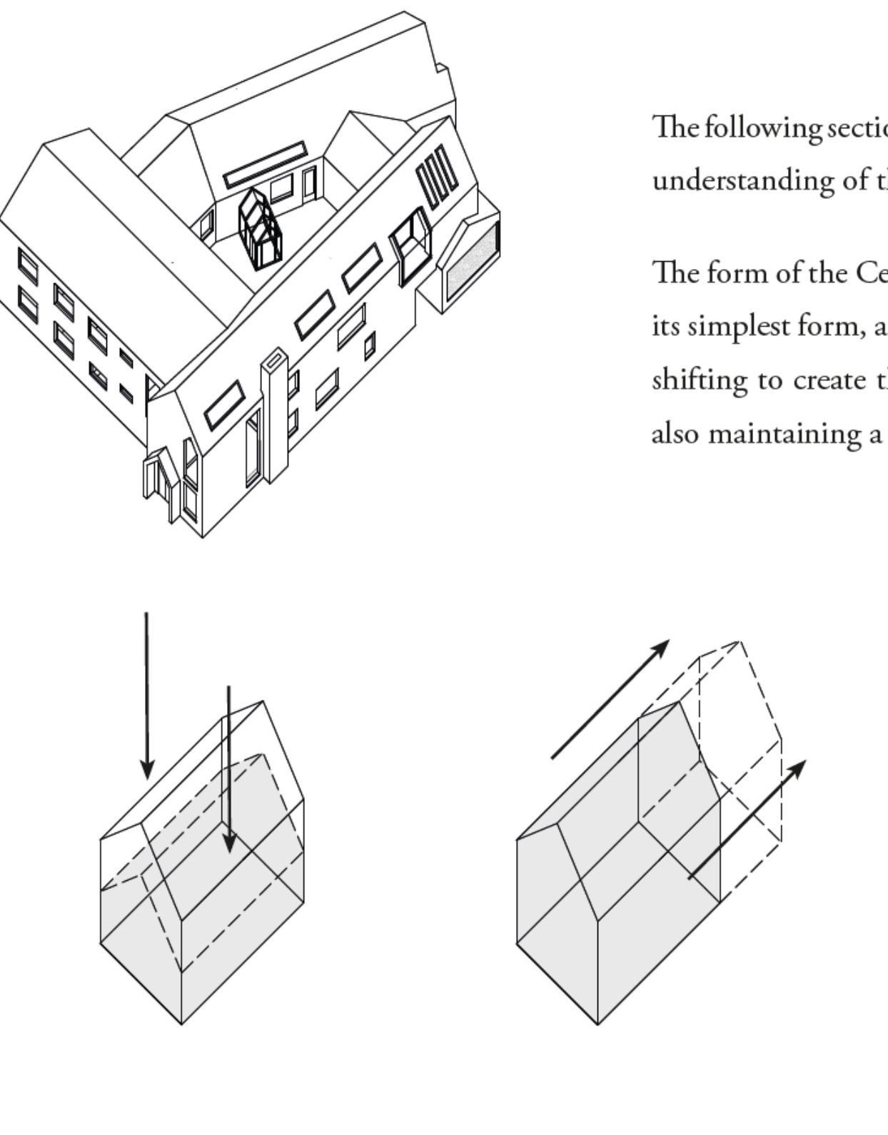 : design strategy for the form and massing of the centre.