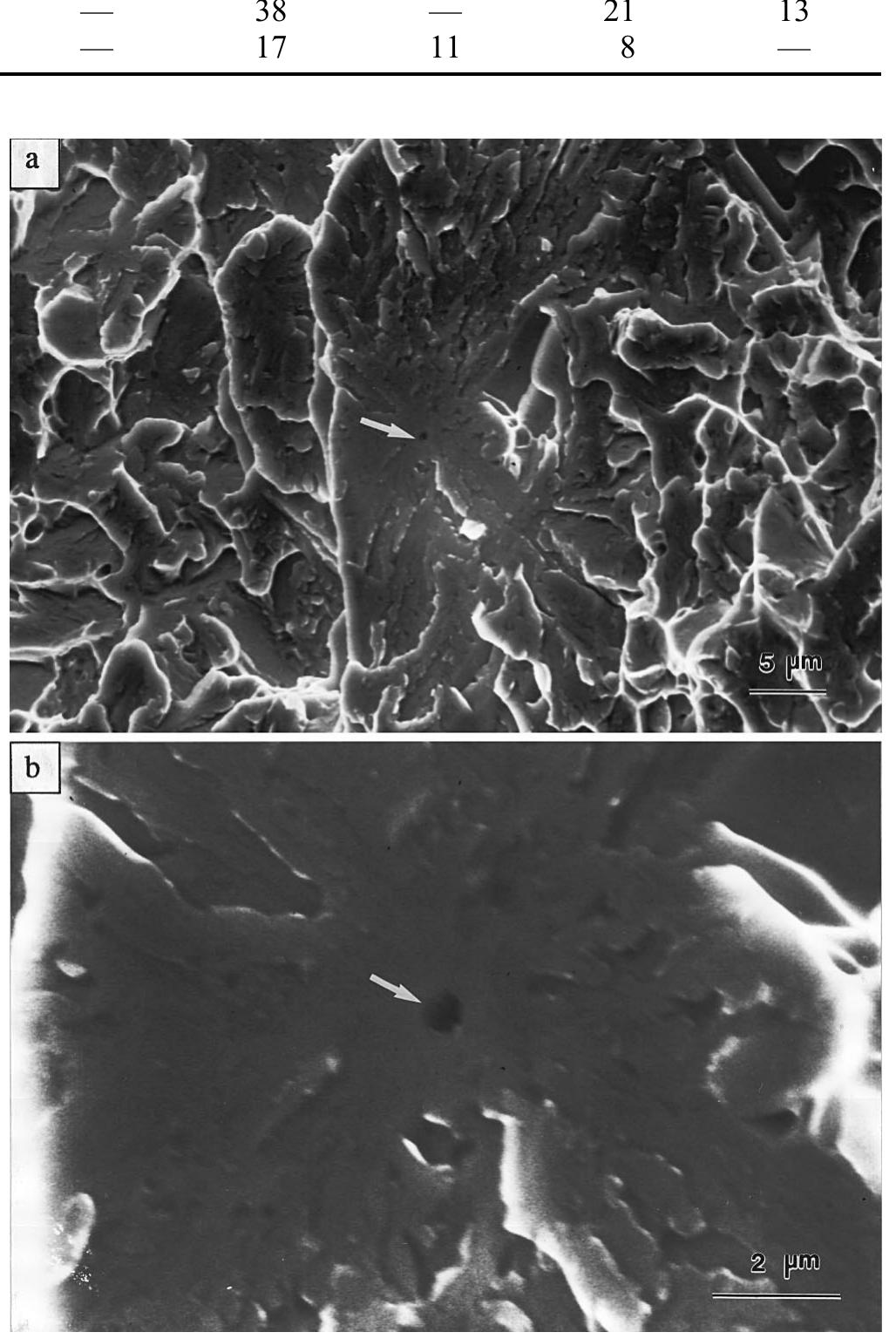 a) sem micrograph shows the origin of cleavage from a