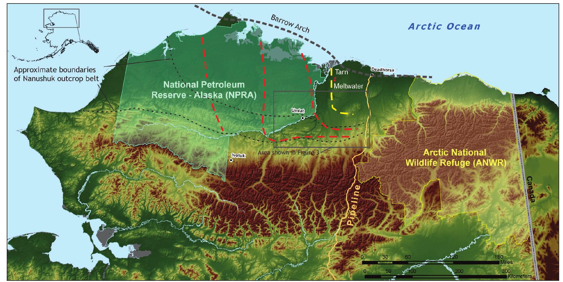 ‘igure 1. shaded-relief map of northern alaska, showing