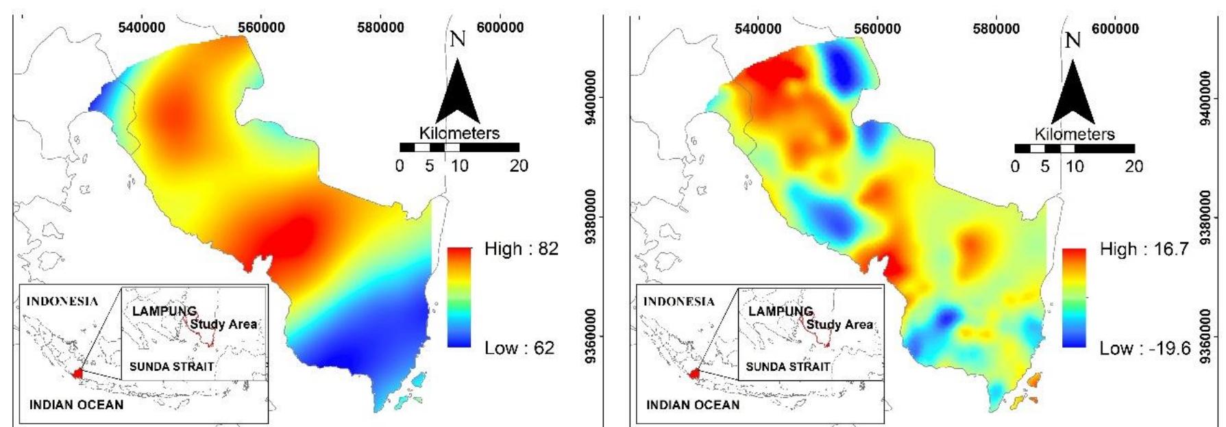 Regional and residual gravity anomaly map in the research