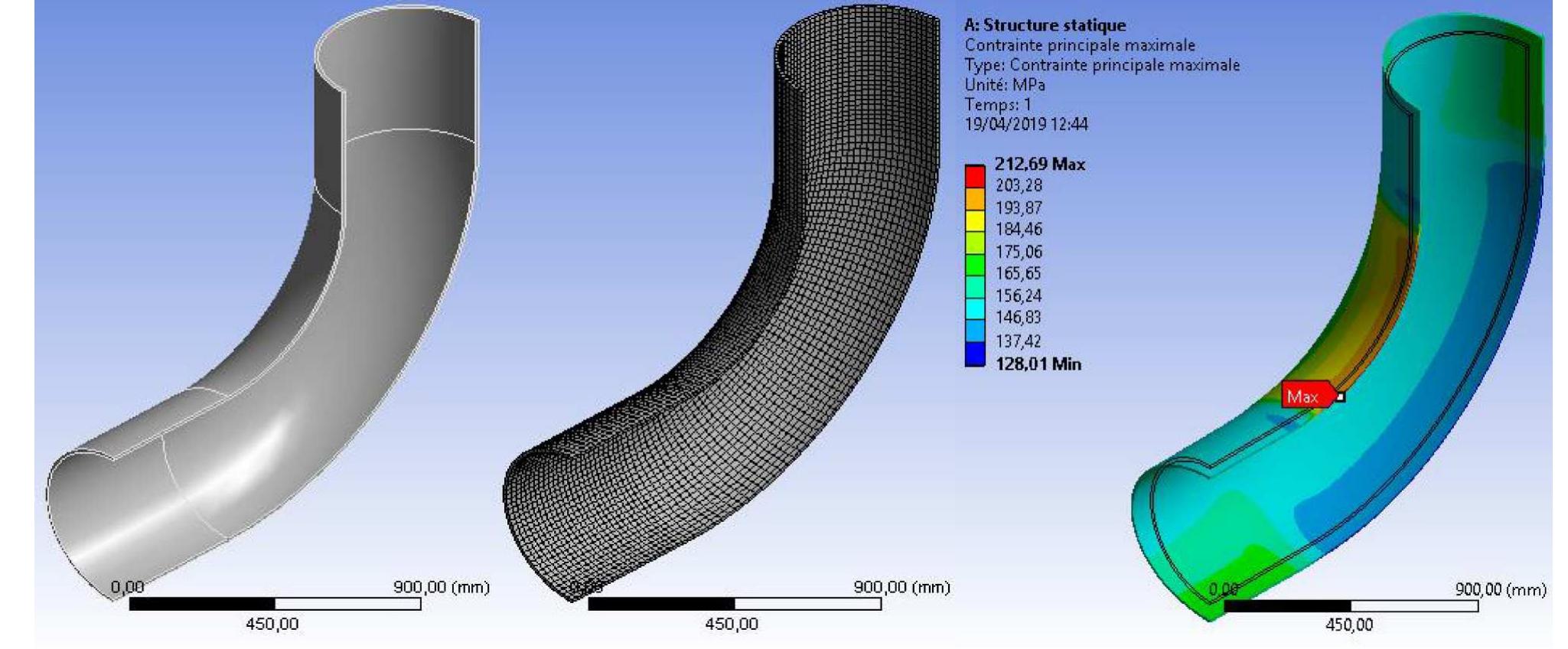 Pipe elbow without corrosion defects subjected to the