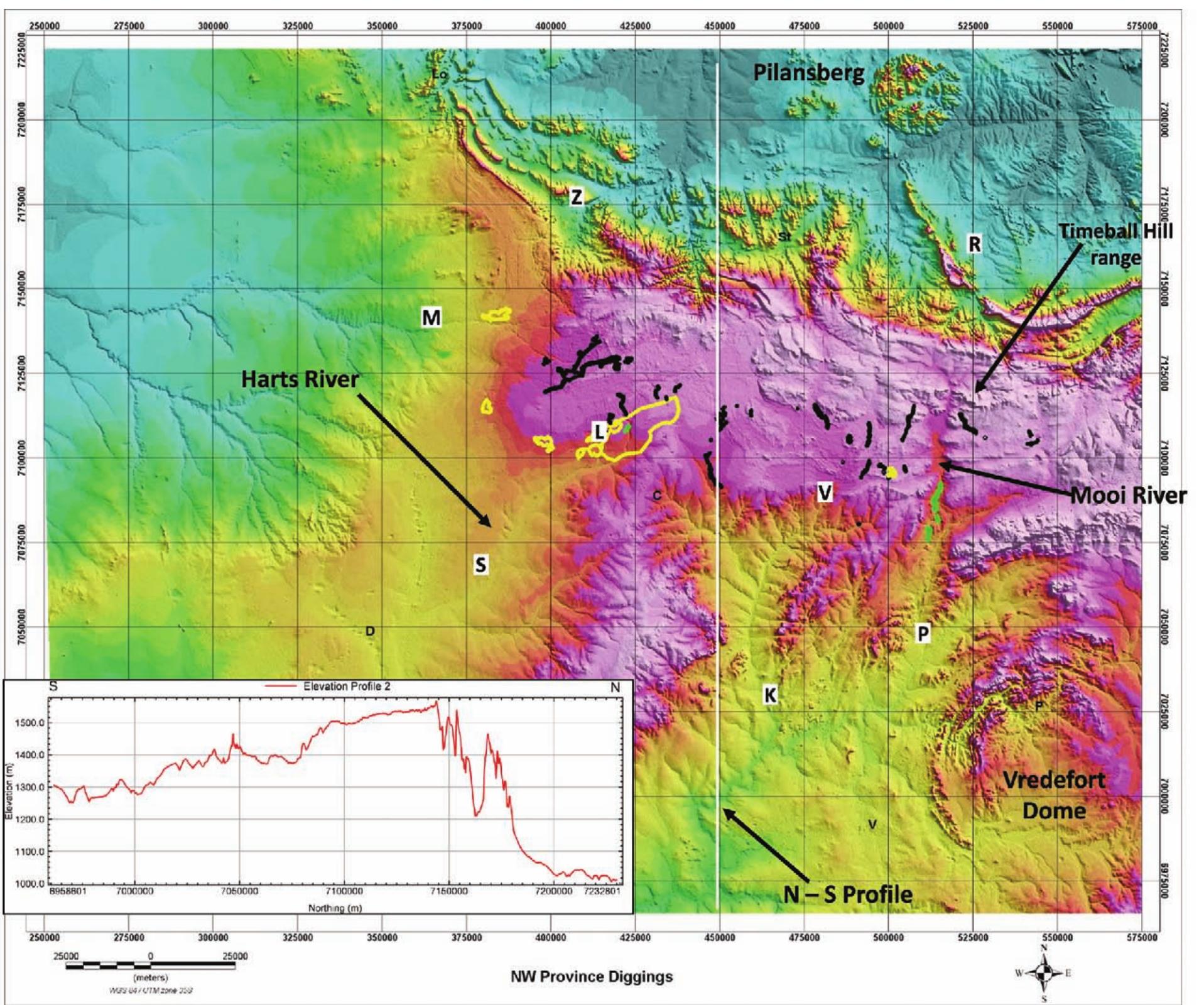 The griqualand-transvaal axis just to the north of the runs